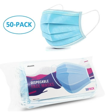 Disposable Face Masks 3-Ply Individually Wrapped , 50ct - Combo Pack ...