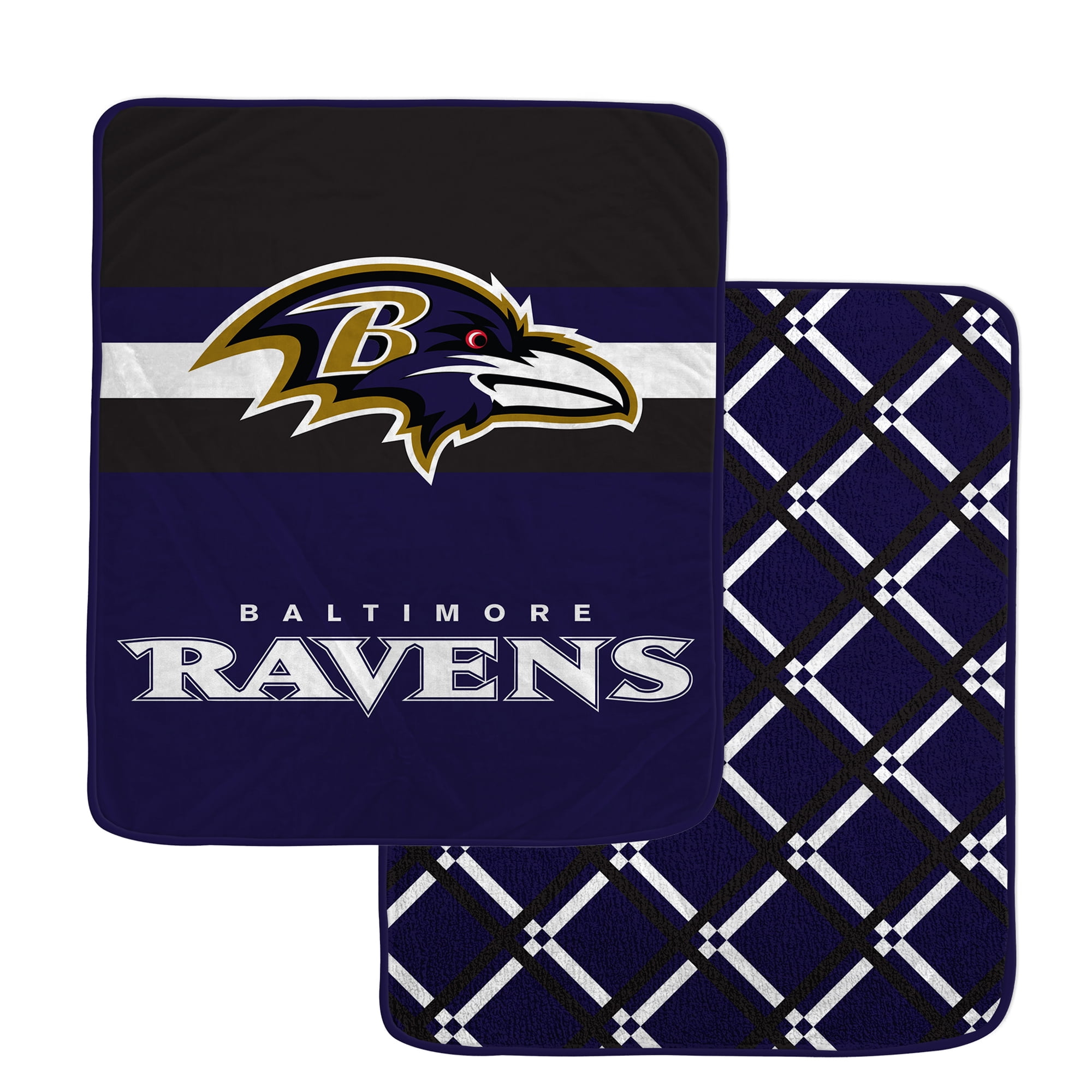 Pegasus Baltimore Ravens 50- x 60- Center Half Stripe Diamond Sherpa ...