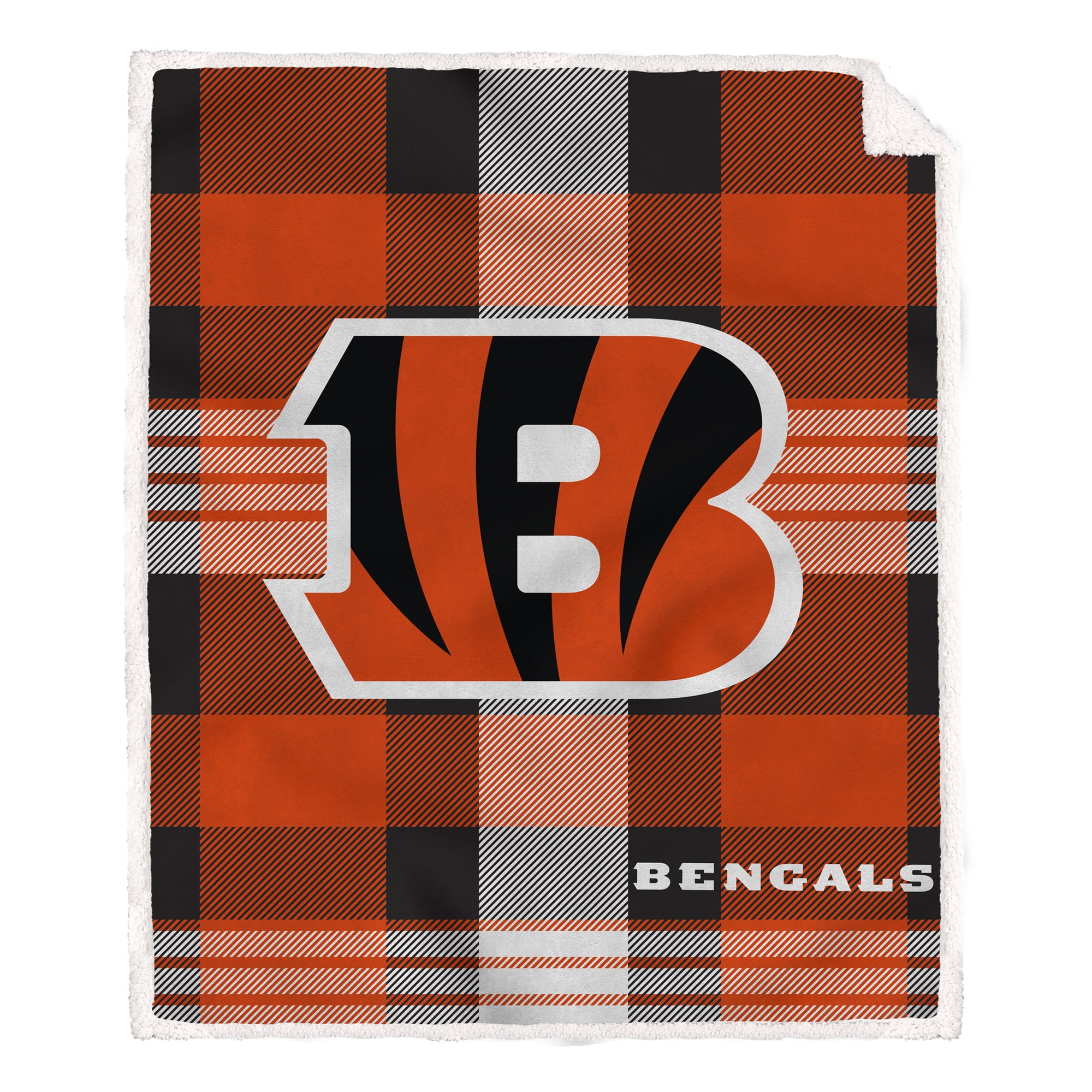 Pegasus Cincinnati Bengals 60- x 70- Plaid Steel Ultra Cozy Sherpa ...