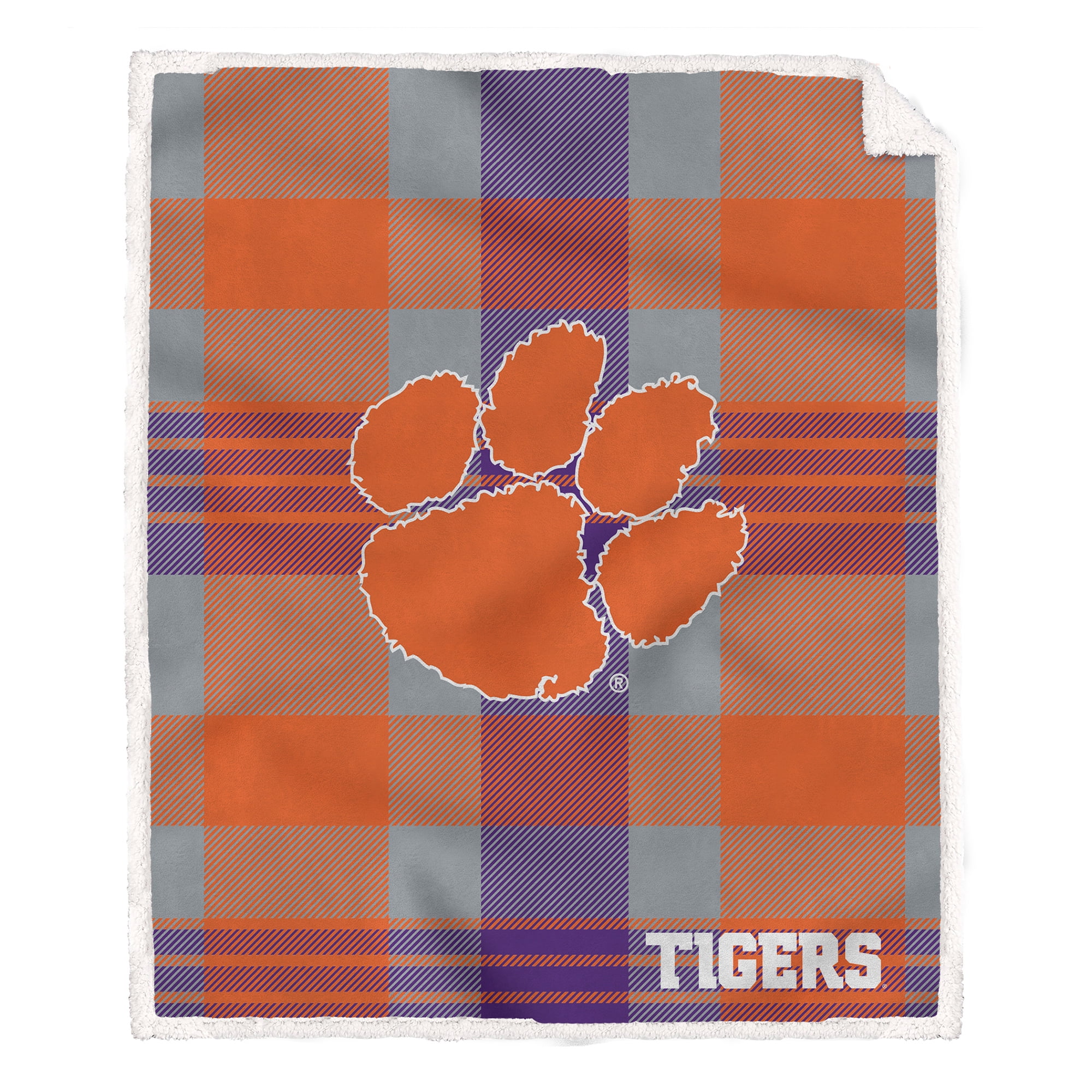 Pegasus Clemson Tigers 60" x 70" Plaid Steel Royal Plush Sherpa Blanket ...