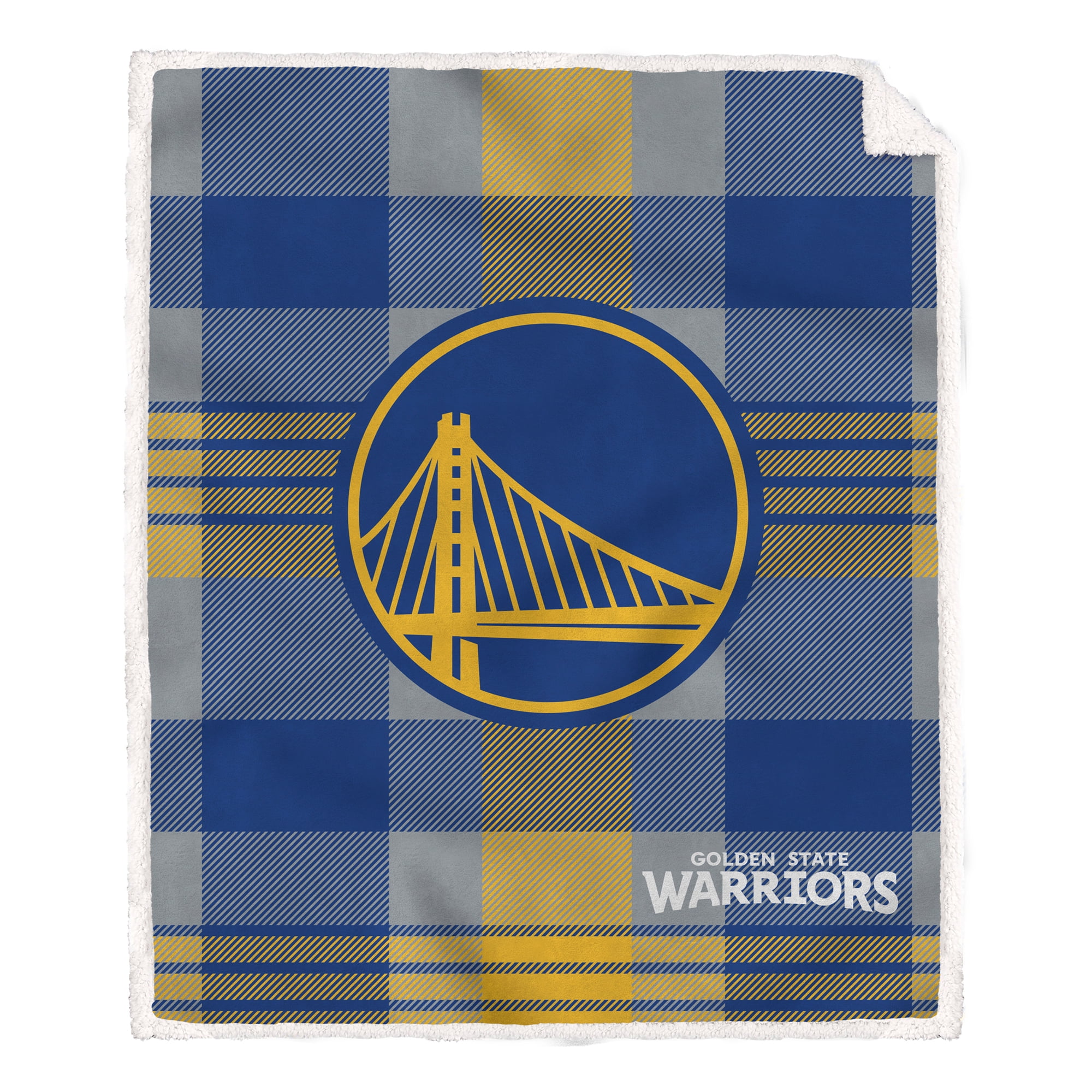 Pegasus Golden State Warriors 60- x 70- Plaid Steel Ultra Cozy Sherpa ...