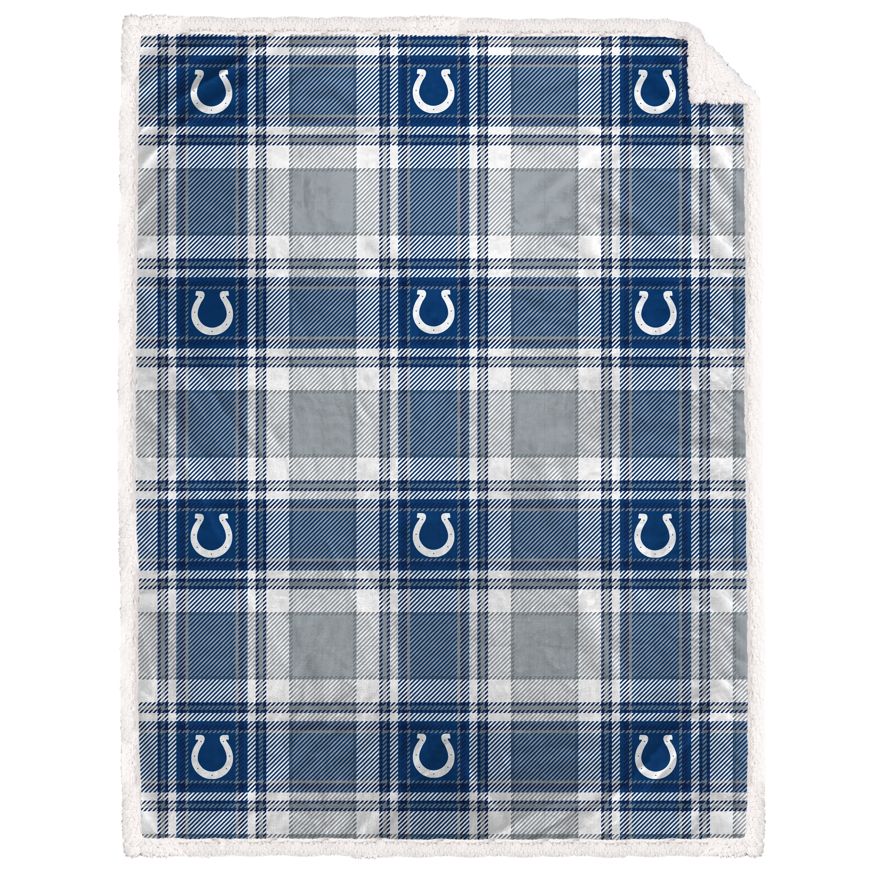 Pegasus Indianapolis Colts 60" x 90" Plaid Logo Box Royal Plush Sherpa ...