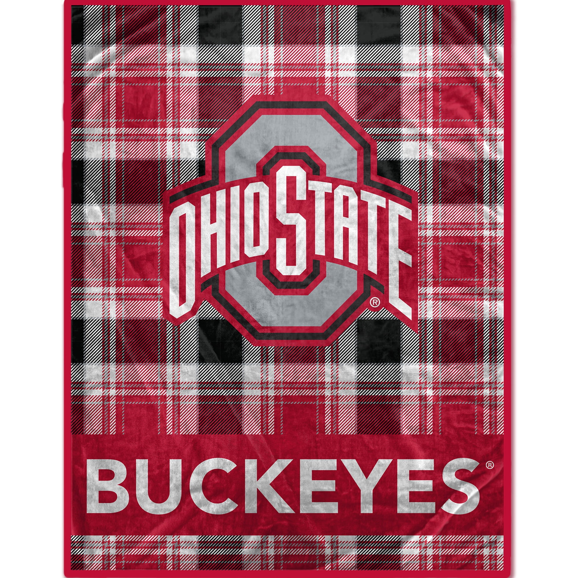 Pegasus Ohio State Buckeyes 66" x 95" Plaid Fan-mily Oversized Ultra ...