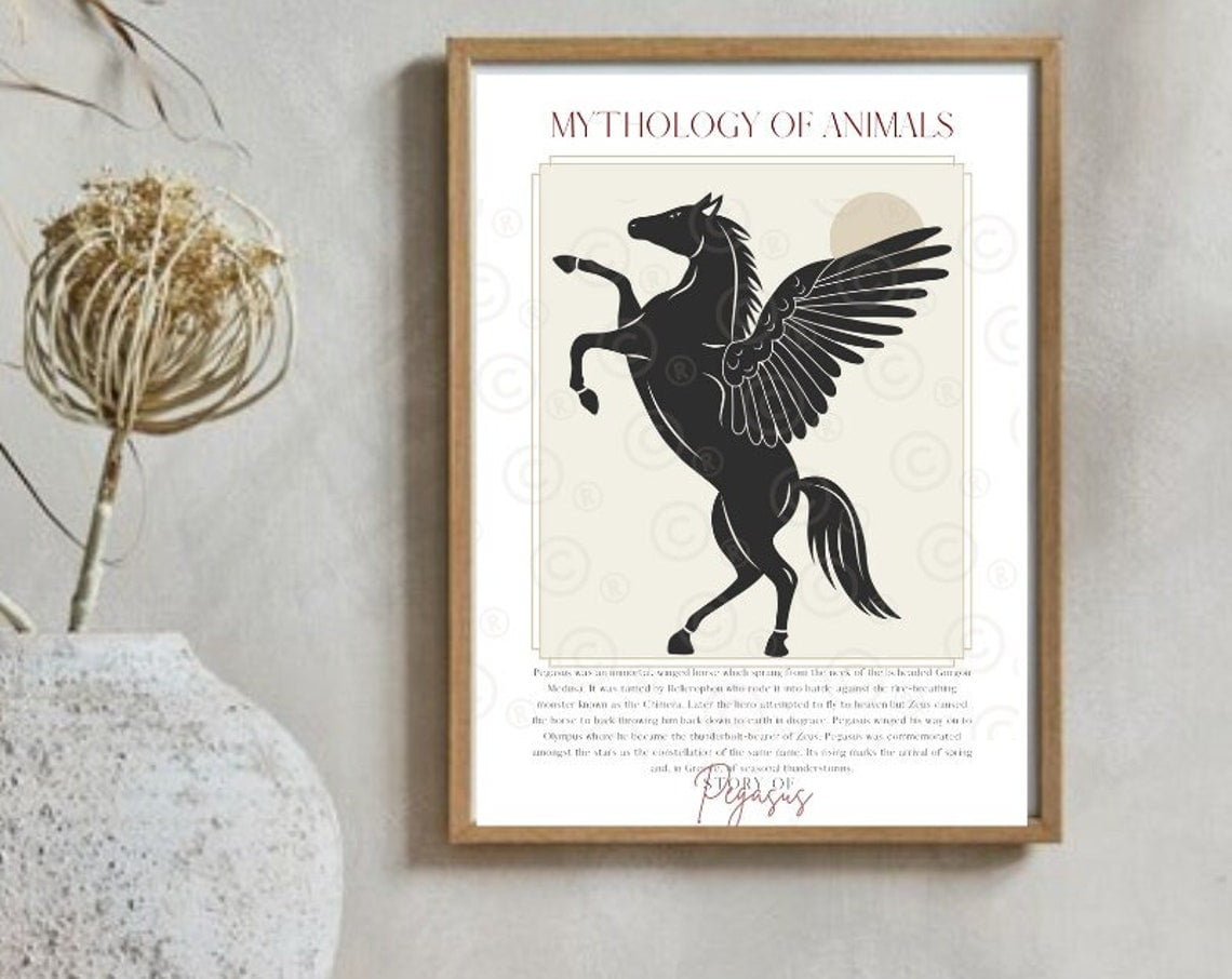 Pegasus Print, Greek Mythology Poster, Educational Posters, Horse Lover ...