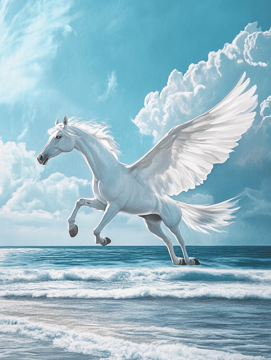 Pegasus Winged Horse Canvas Art Print，Suitable for Living Room， Bedroom， Office， Bathroom， and ...