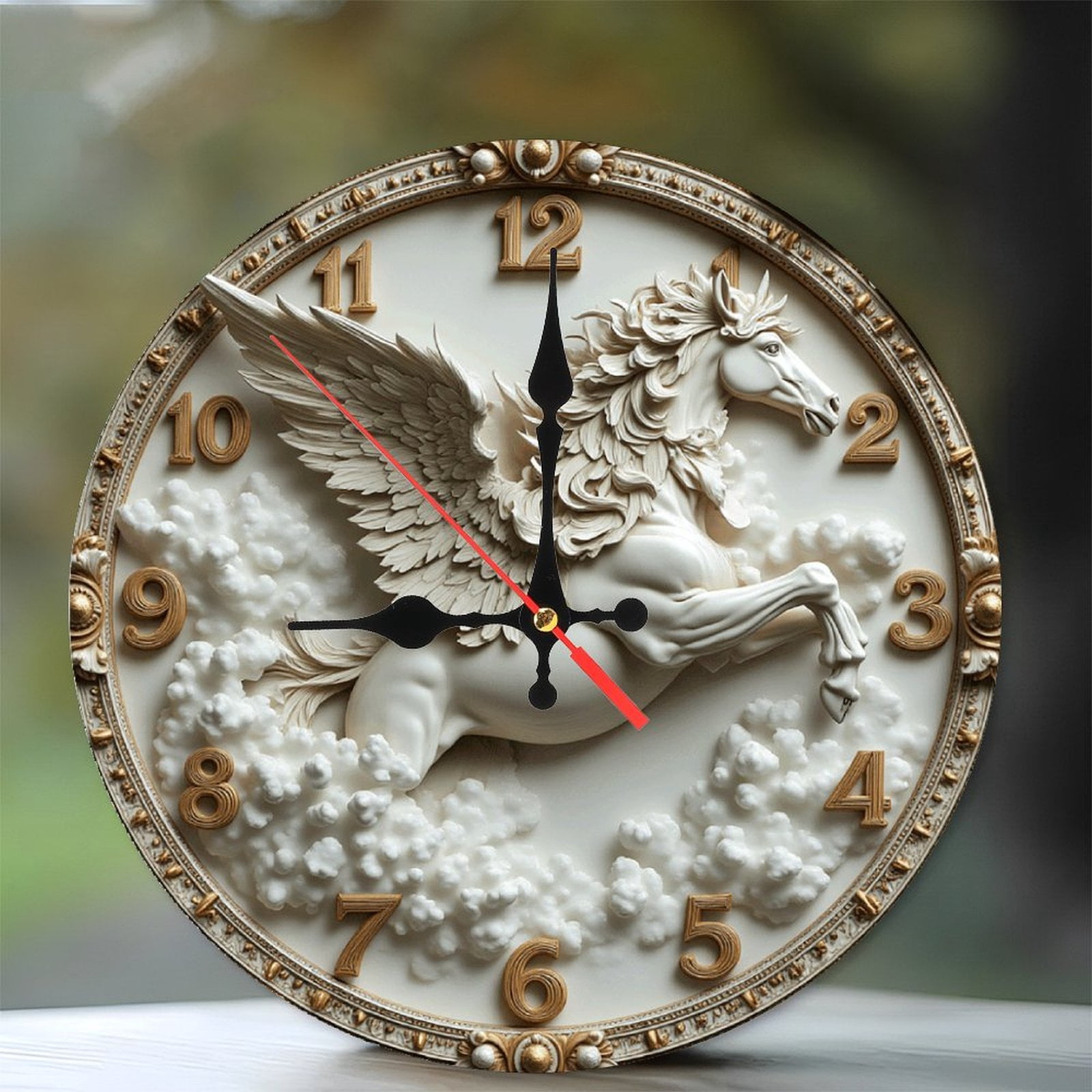 Pegasus Winged Horse Decorative Clock Art 10-Inch Silent Wooden Wall ...