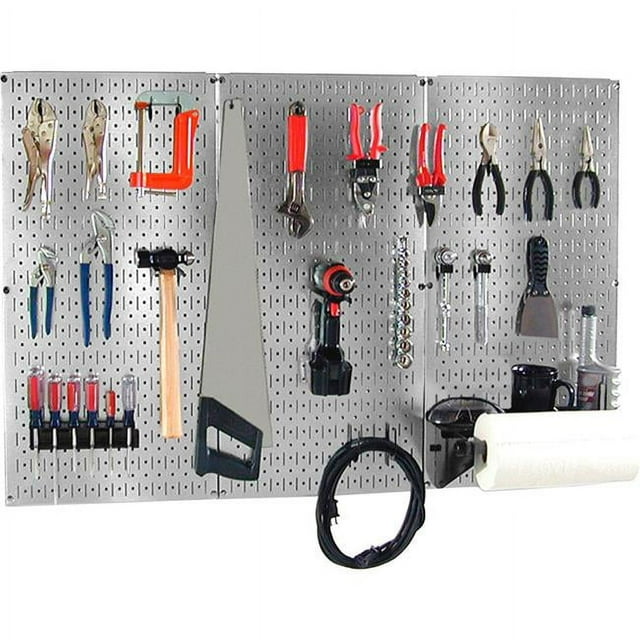 Pegboard Basic Tool Organizer Kit, Galvanized Black - 48 x 32 x 9 in ...