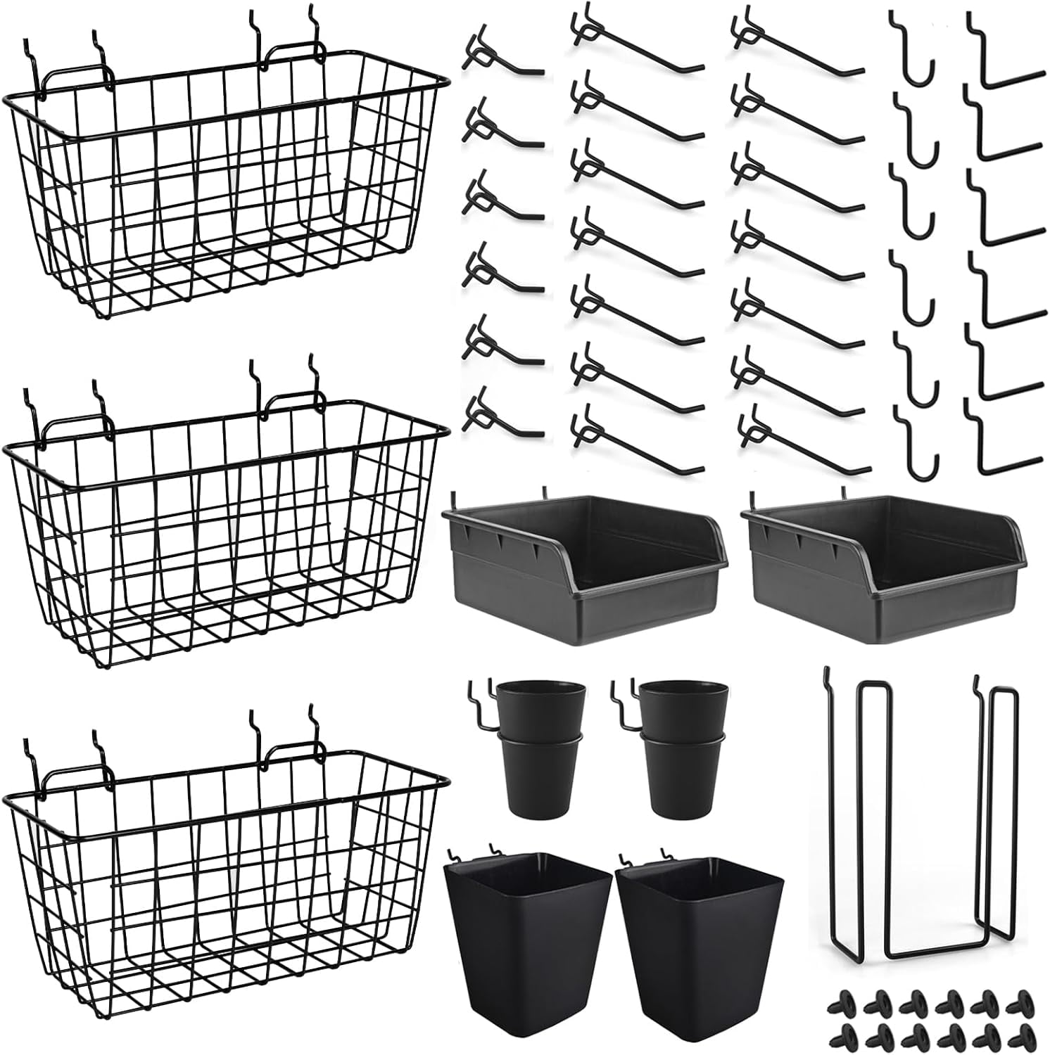Pegboard Basket Organizers, Peg Board Large Baskets Hooks Bins Cups ...
