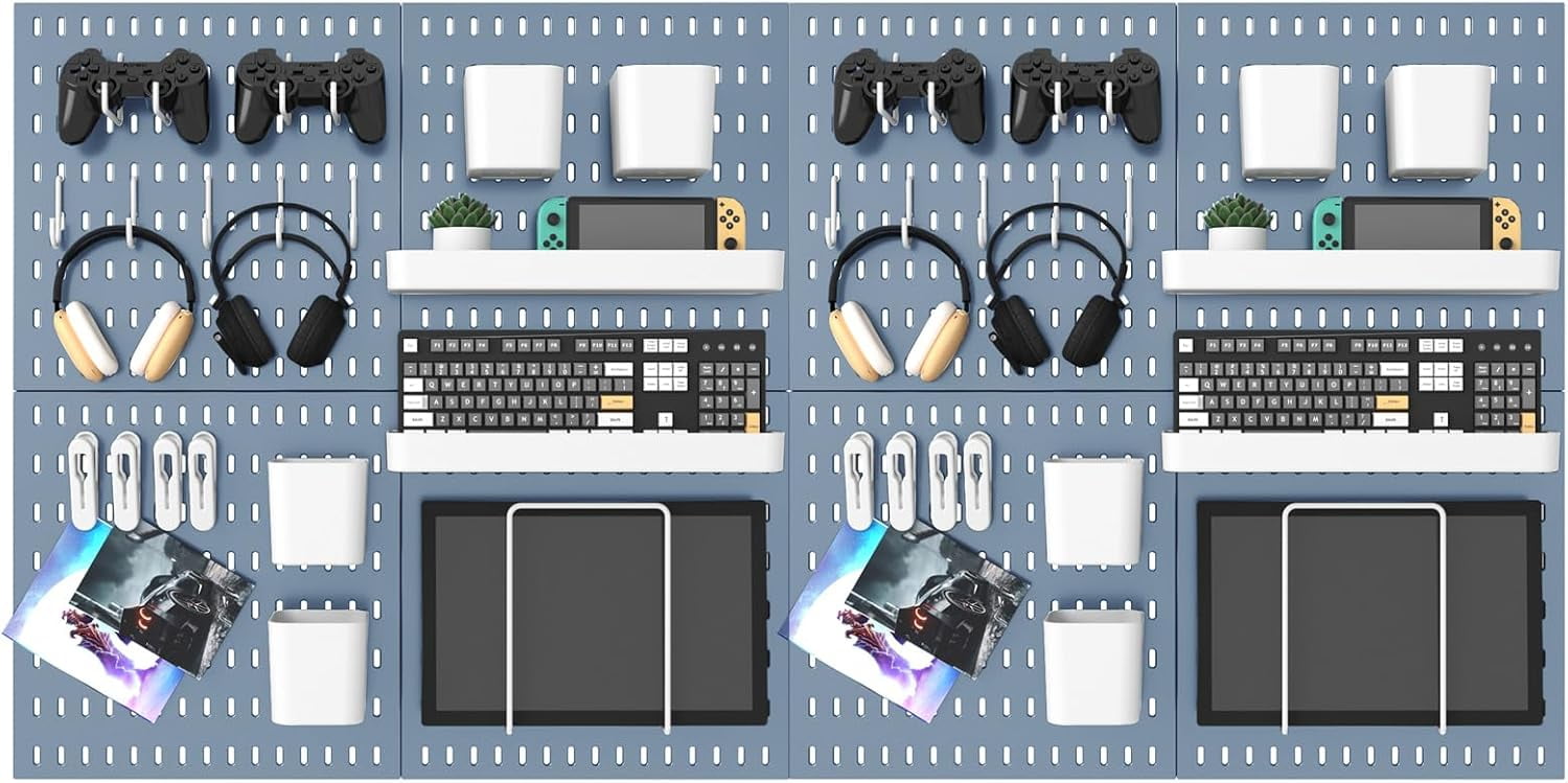 Pegboard Combination Kit, 25.2" x 50.4" Wall Mounted Storage Set with 8 ...