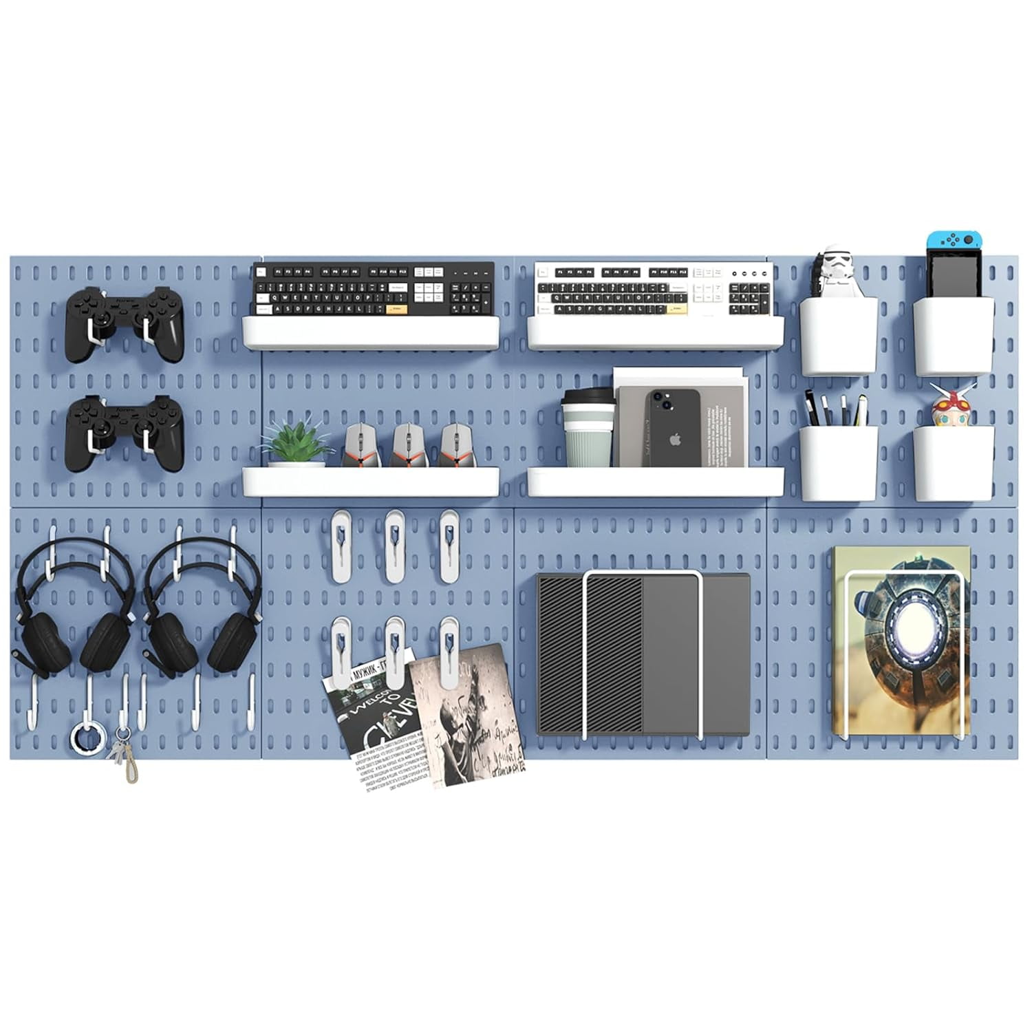 Pegboard Combination Kit, 8 Peg Boards and 30 Accessories Modular ...