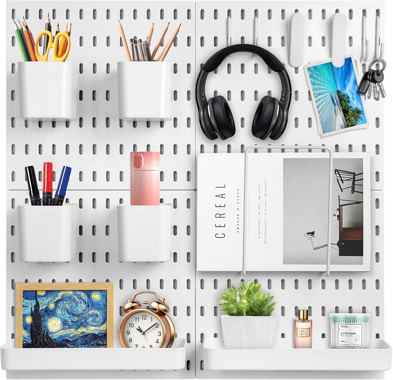 Pegboard Combination Kit, Pegboard Wall Organizer with 4 Pegboards & 19 ...