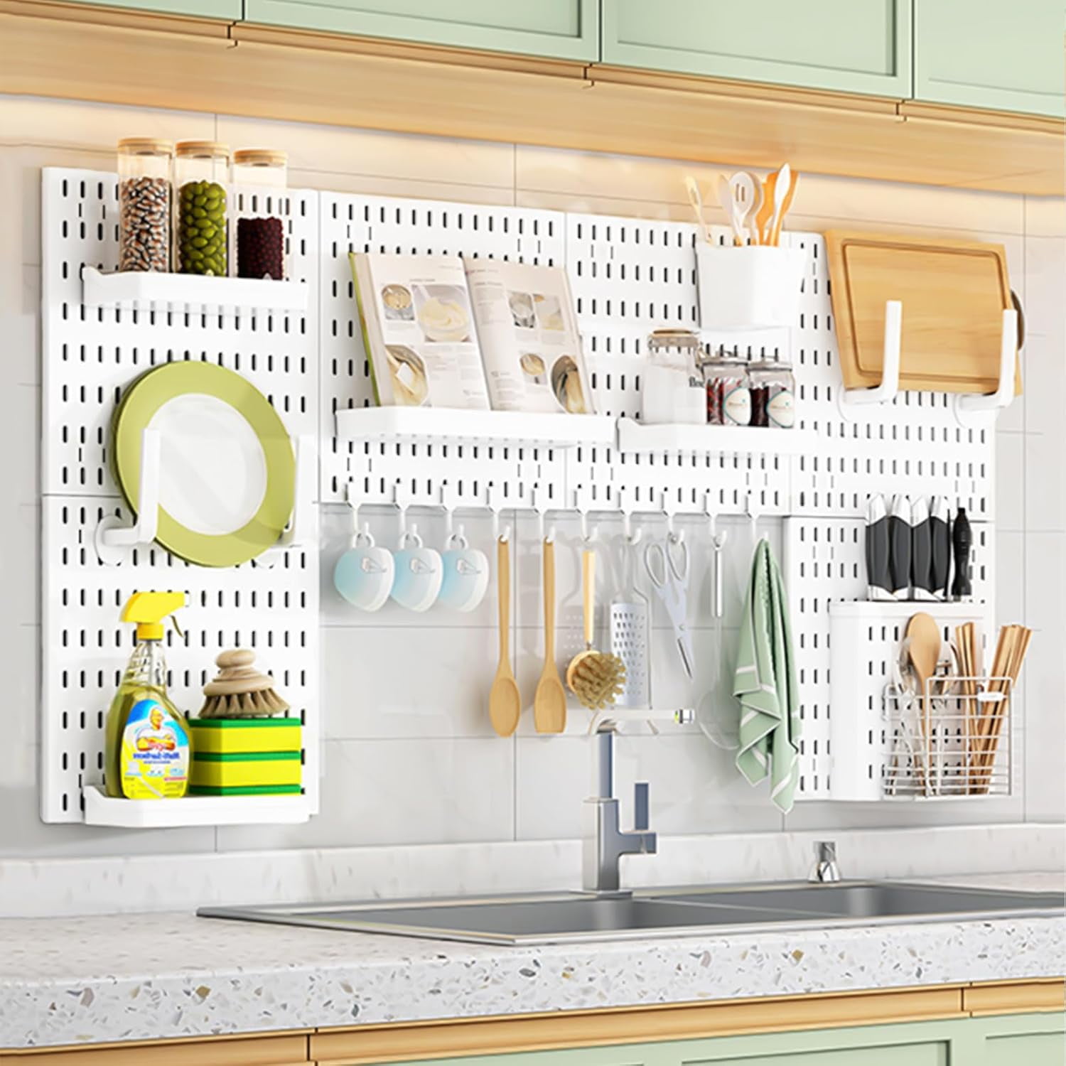 Pegboard Combination Kit, Pegboard Wall Organizer with 6 Pegboards & 21 ...