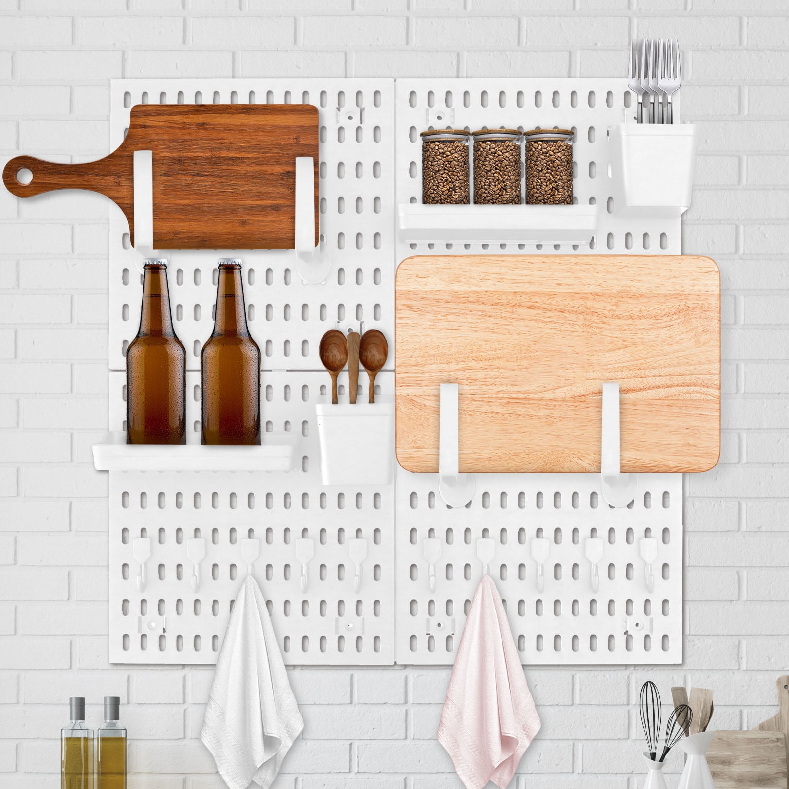 Pegboard Combination Kit Wall Mounted Peg Board Kits with 4 Pegboards ...