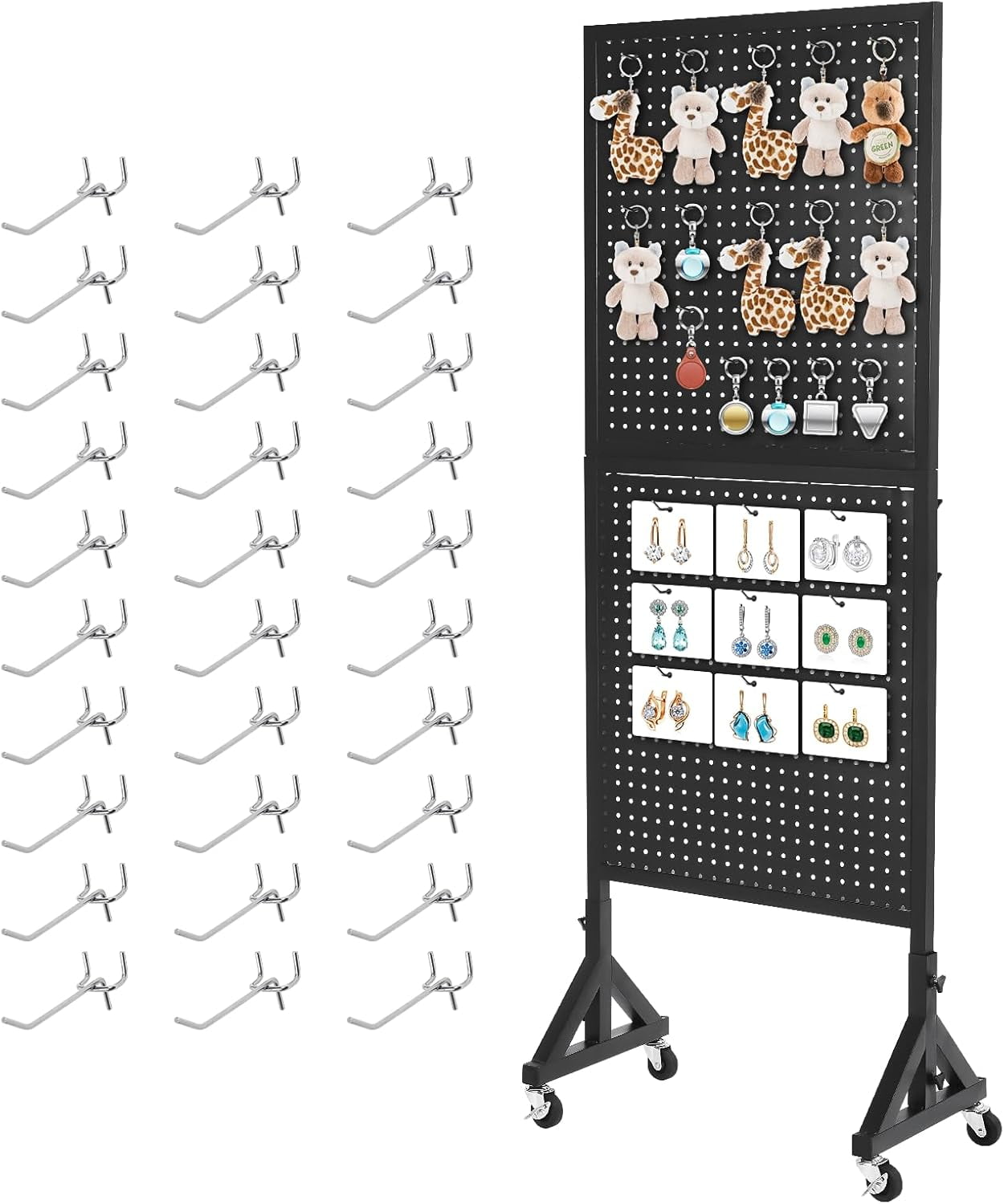 Pegboard Display Stand Double Metal Pegboard Display Rack with ...