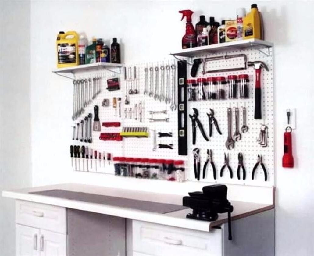 Pegboard Garage Tool & Storage Kit With Locking Peg Hooks - 72" Wide ...