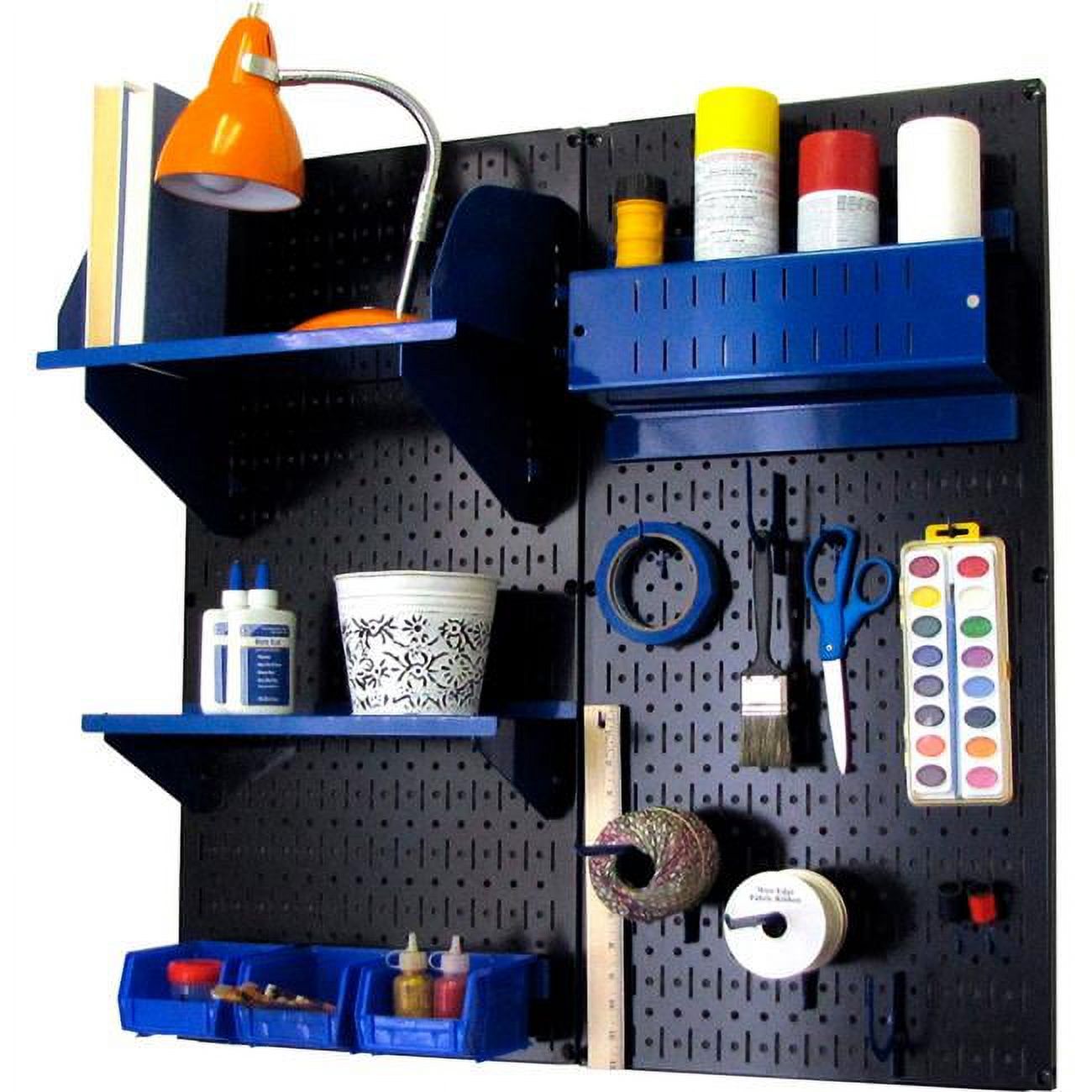 Pegboard Hobby Craft Organizer Storage Kit, Black & Blue - 32 x 32 x 9 ...
