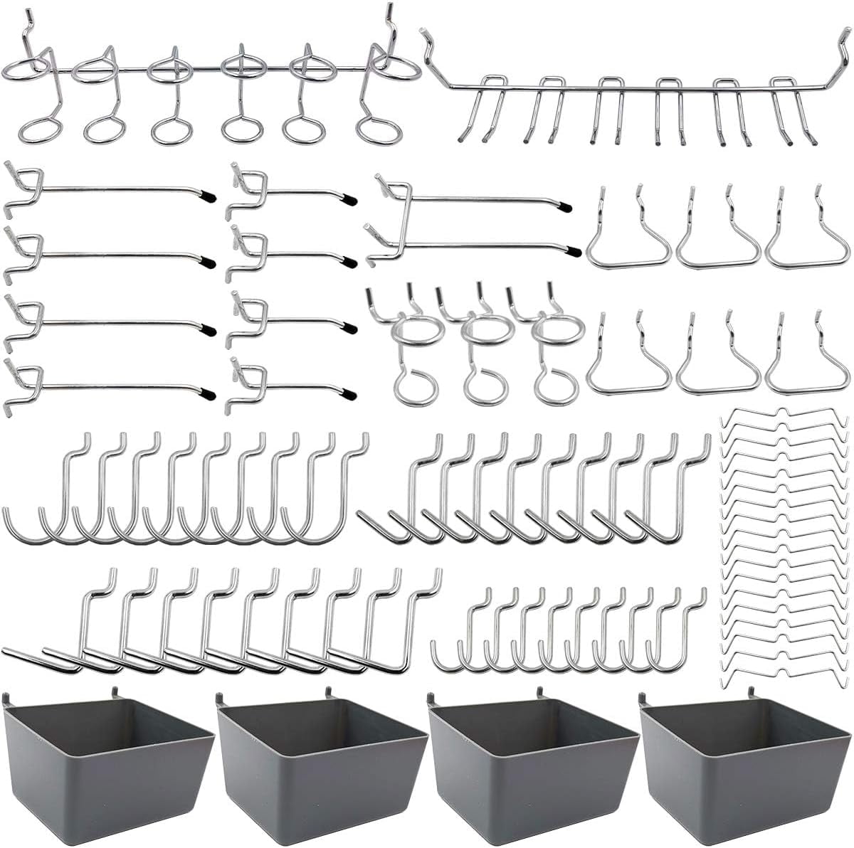 Pegboard Hooks Assortment with Pegboard Bins, Peg Locks, for Organizing ...