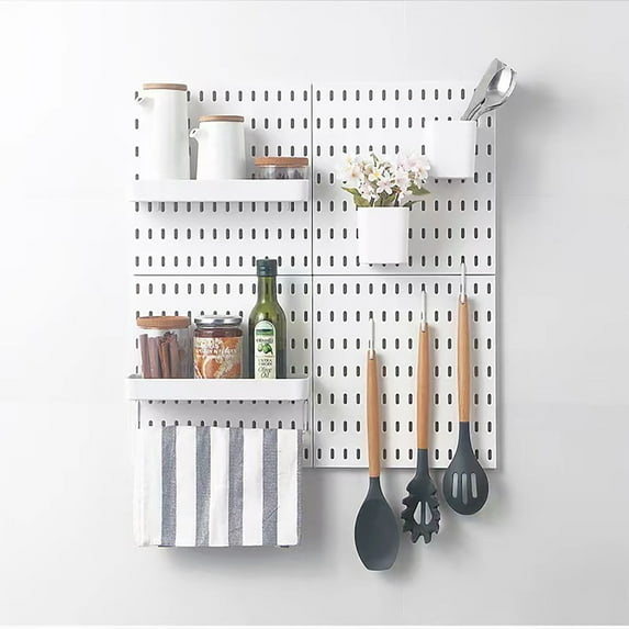 Pegboard Hooks Board Shelf for Bathroom Kitchen Tools Kit Shield Punch ...