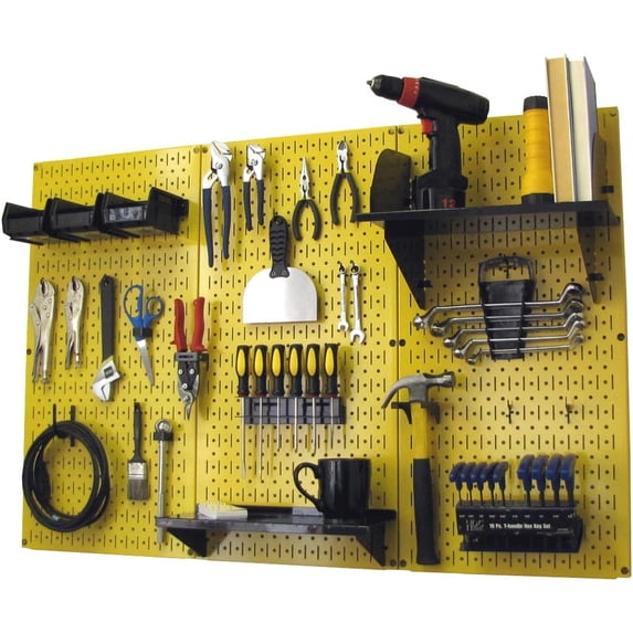 Pegboard Organizer 4 ft. Metal Pegboard Tool Storage Kit with Black ...