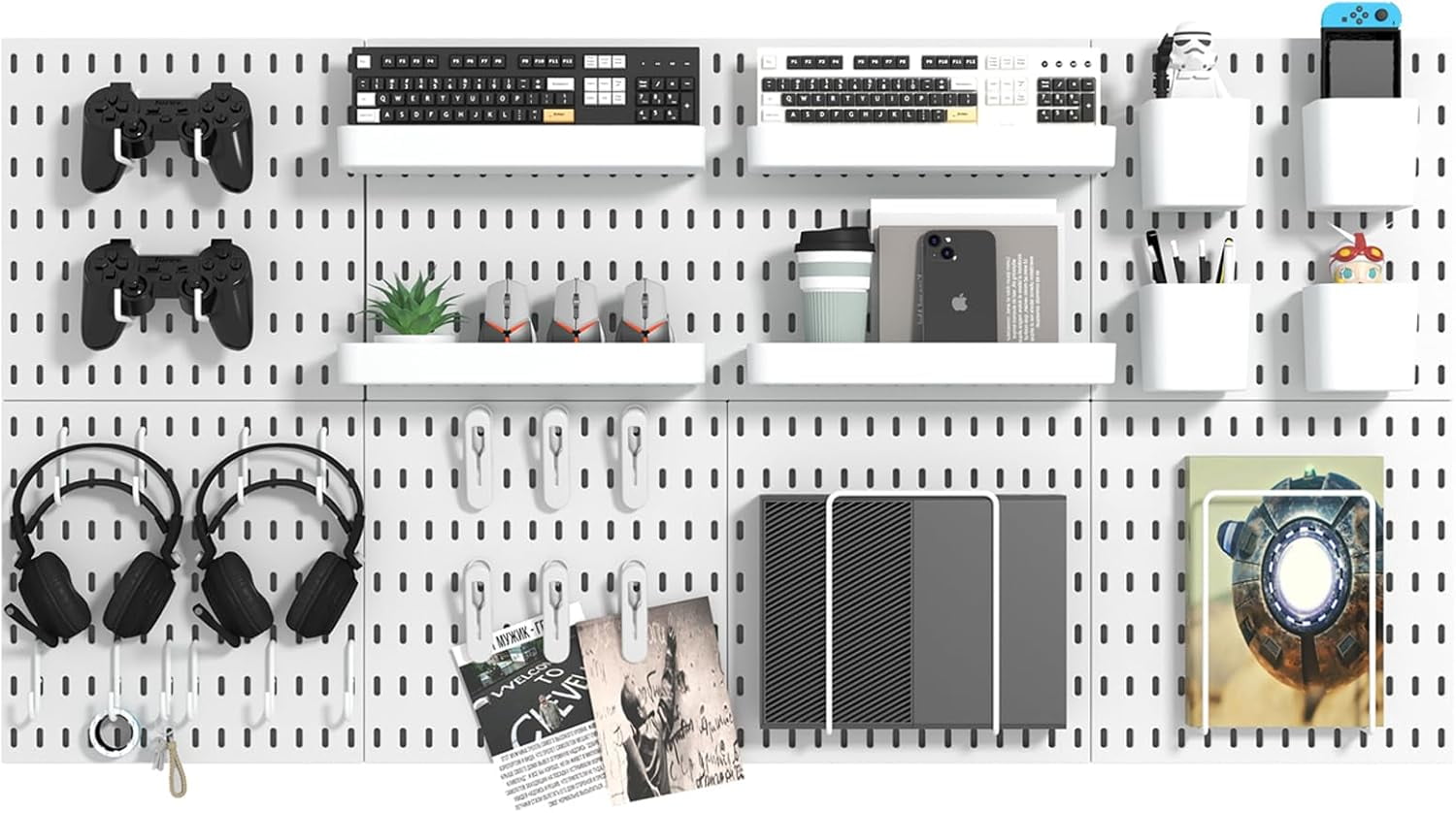 Pegboard Organizer, 8 Peg Boards, 30 Accessories, Modular Hanging ...