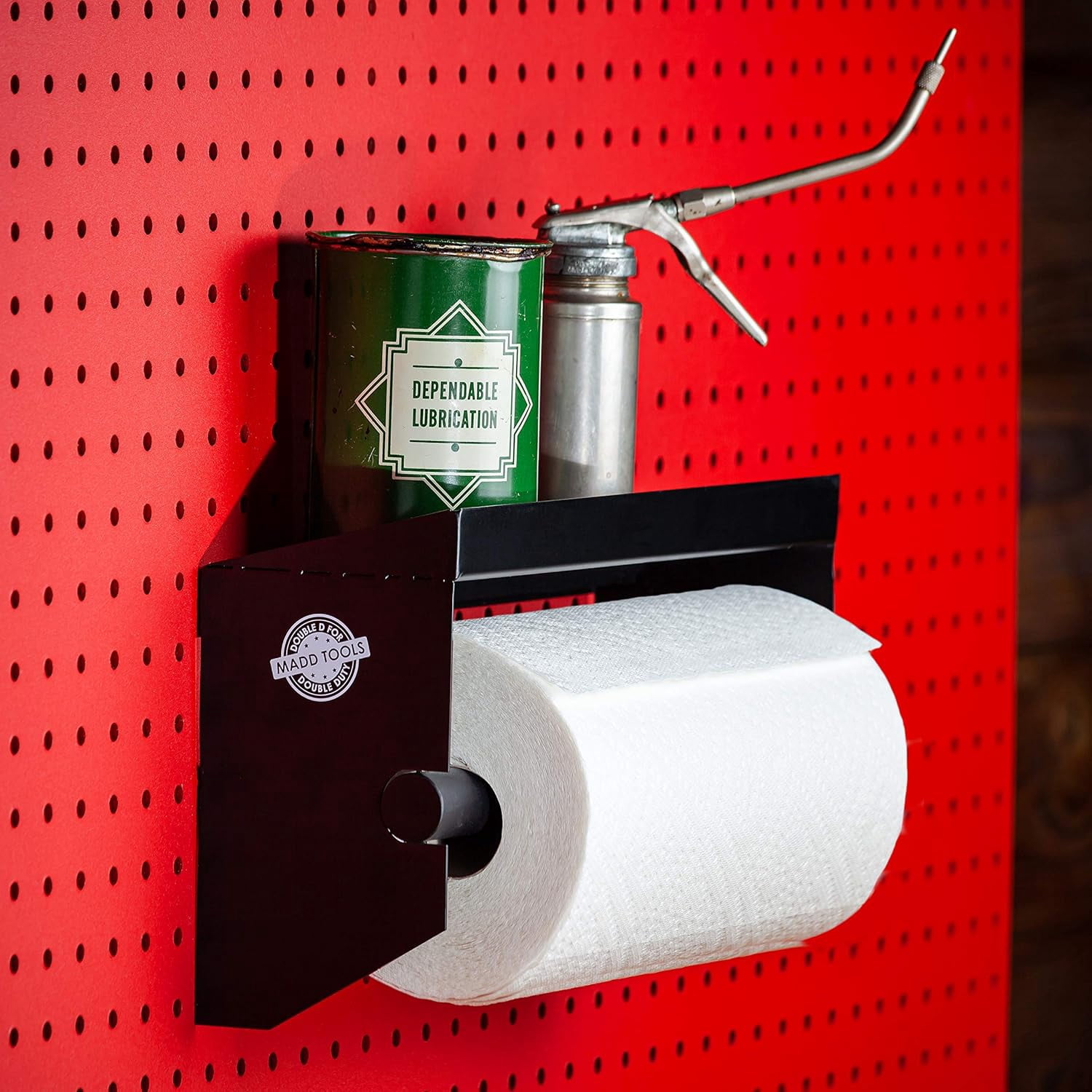 Pegboard Paper Towel Holder with Shelf, Peg Board Accessory Kit with ...