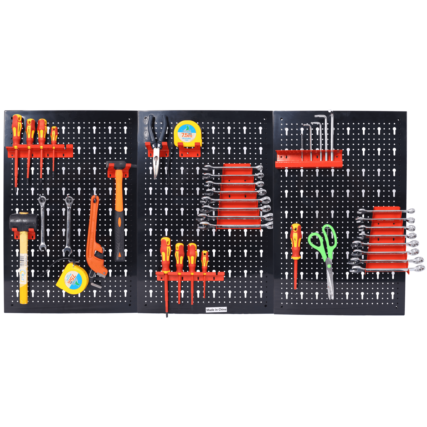 Pegboard Wall Organizer Kit, 4ft Metal Toolboard with 3 Pegboards and ...