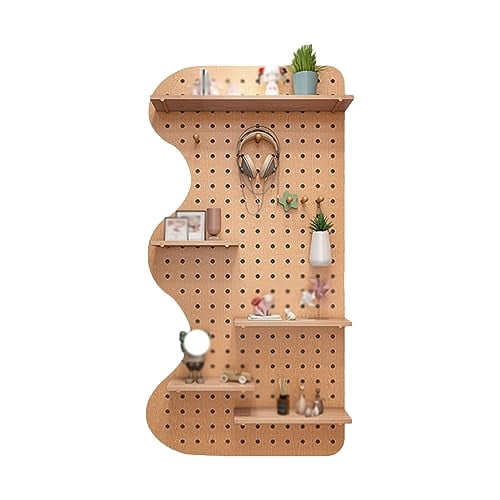 Pegboard Wall Organizer Panels, Wall Mounted Solid Wood Peg Board ...