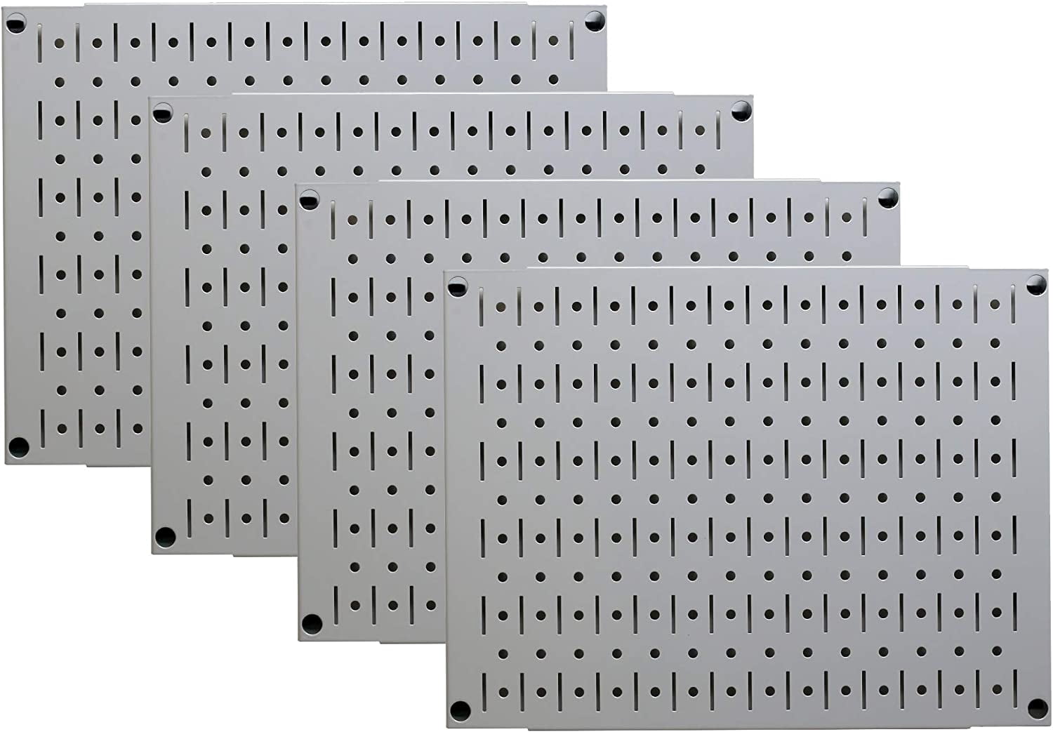 Pegboard Wall Organizer Tiles Modular Grey Metal Pegboard Tiling Set ...