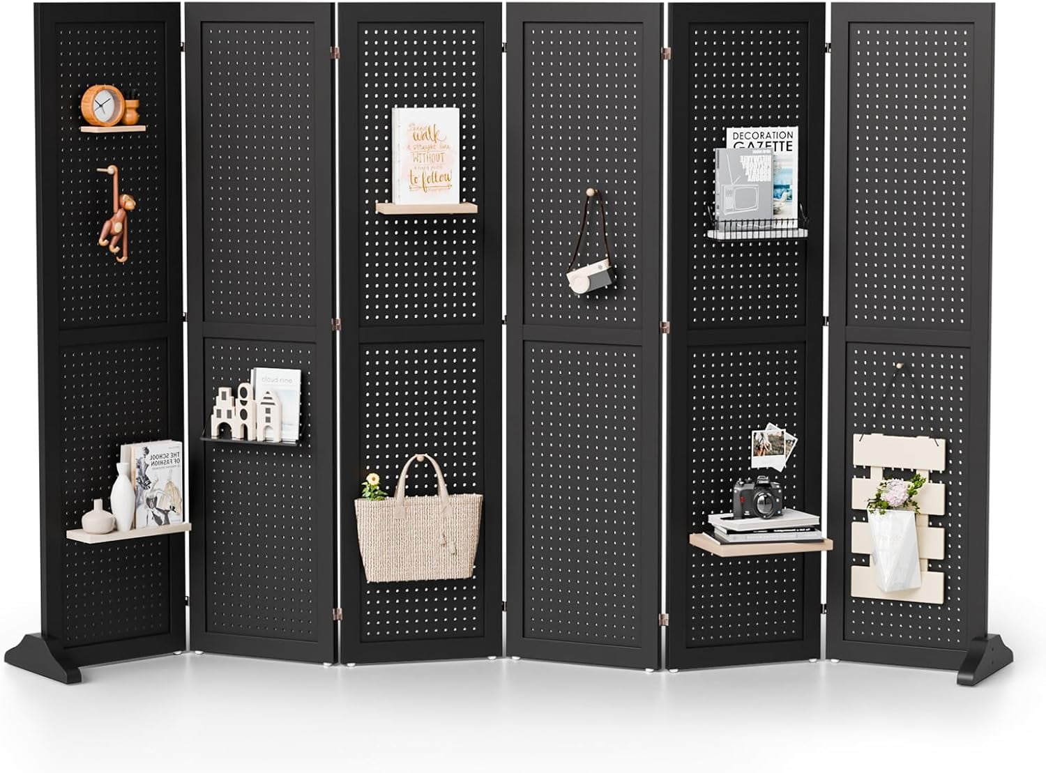 Bonnlo 4/6 Panel Pegboard Freestanding, 5 FT Portable Display Board ...