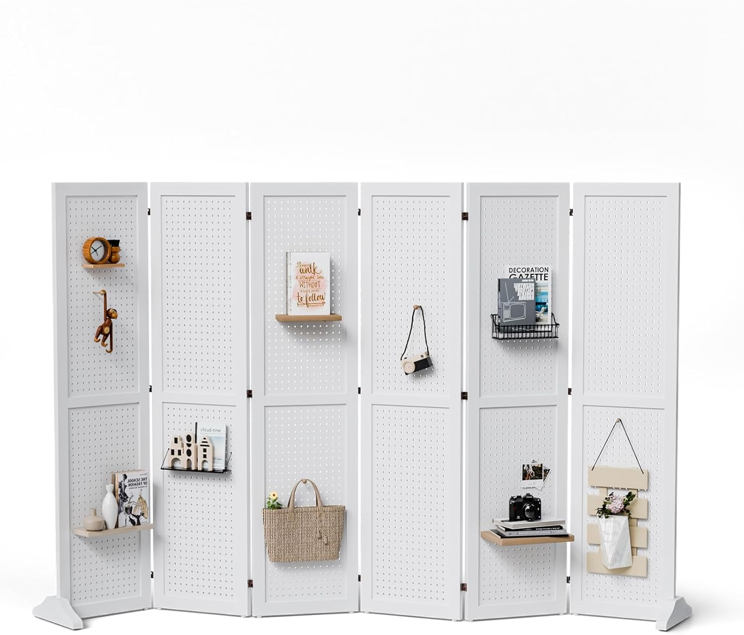 Pegboard freestanding portable display board organizer for craft show jewelry, wooden folding ...