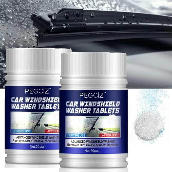 Pegciz Car Windshield Washer Tablet, 2Pack Wiper Solid Concentrate ...