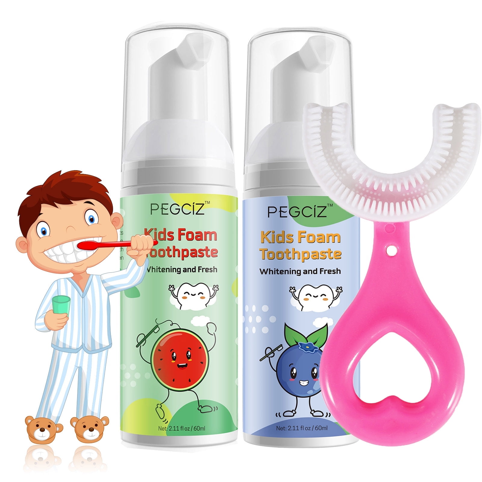 Pegciz Kids Foam Toothpaste, Watermelon and Blueberry Flavor 60ml, Low ...