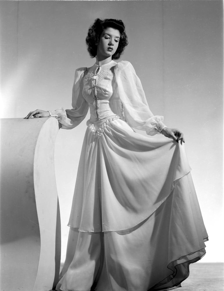 Peggy Ryan standing wearing White Elegant Gown Portrait Photo Print (8 ...