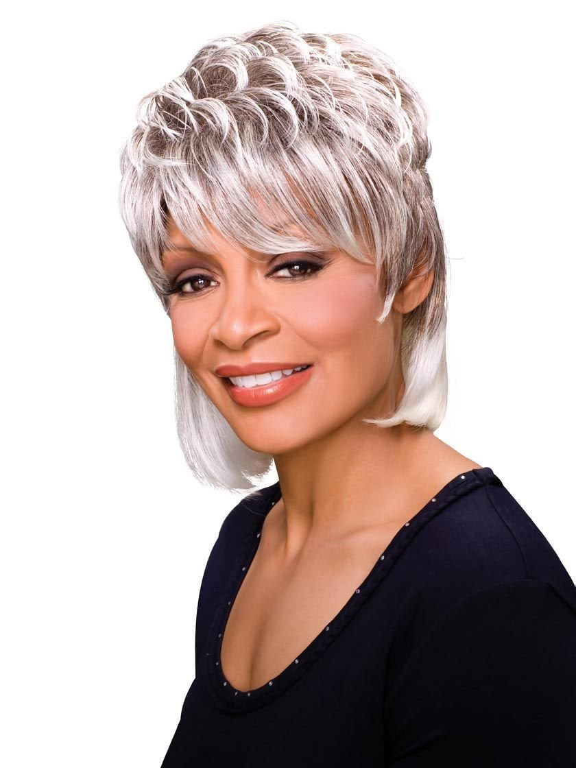 Peggy Wig Color 2 - Foxy Silver Wigs Mid Length Chunky Layers Tapered ...