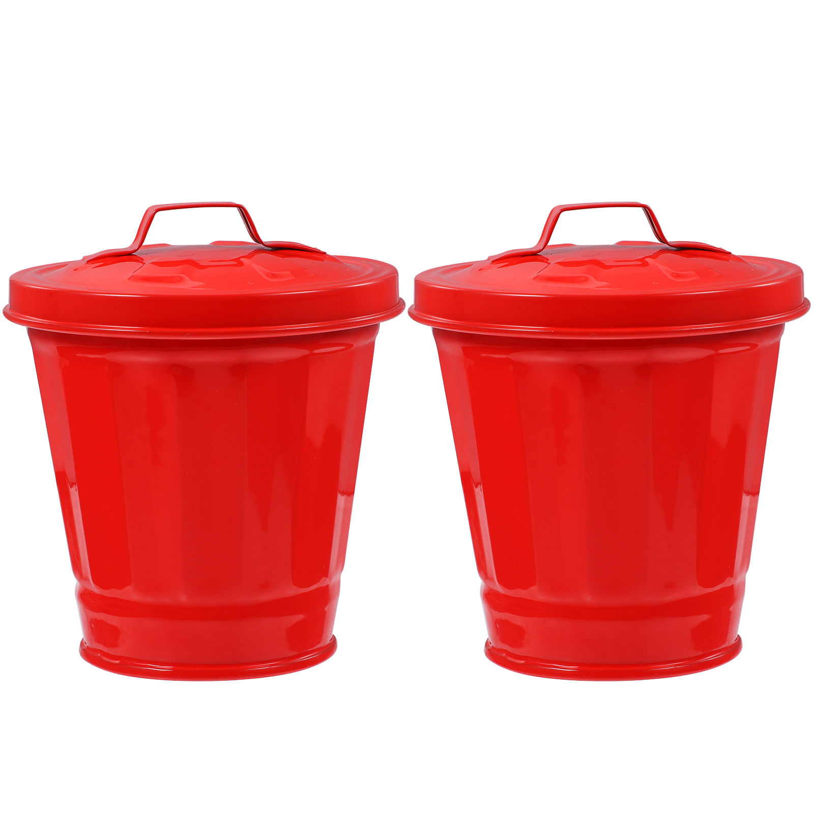 PeggyDoll Set of 2 Galvanized Iron Desktop Trash Cans, Small Office and ...