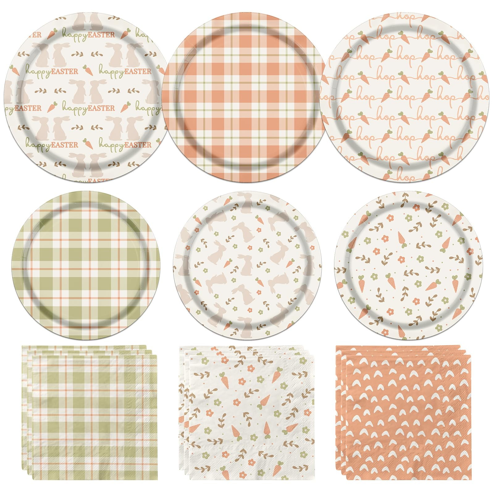 Peghoqu 62Pcs Easter Plates STF9 and Napkins Easter Cartoon Buffalo ...