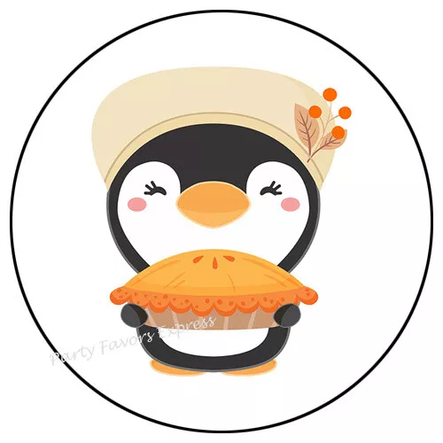 Peguin Pilgrim Thanksgiving Sticker Party Favor Envelope Seals Labels ...