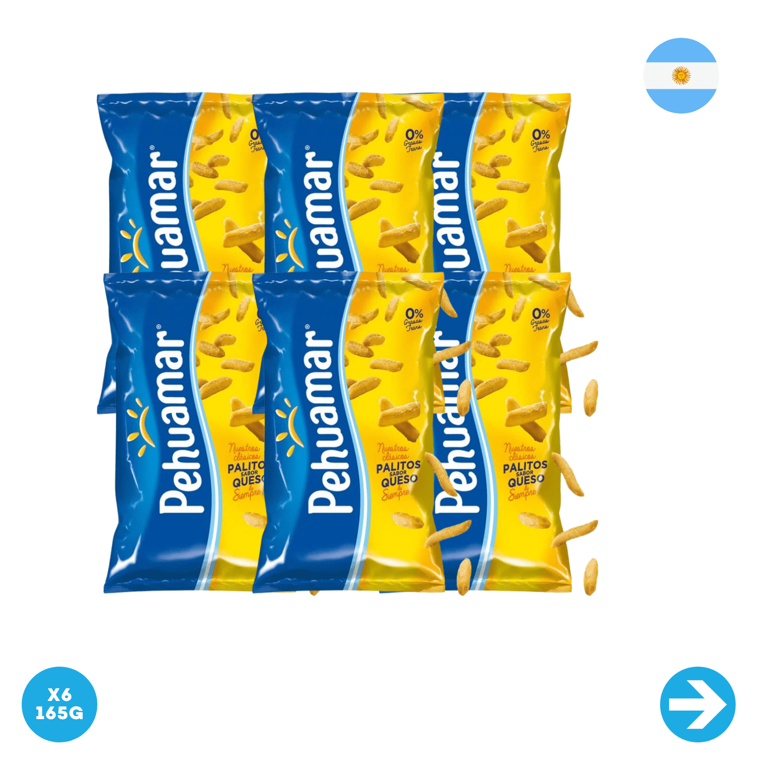 Pehuamar - Palitos Sabor Queso - 165gr - 6 units - Walmart.com