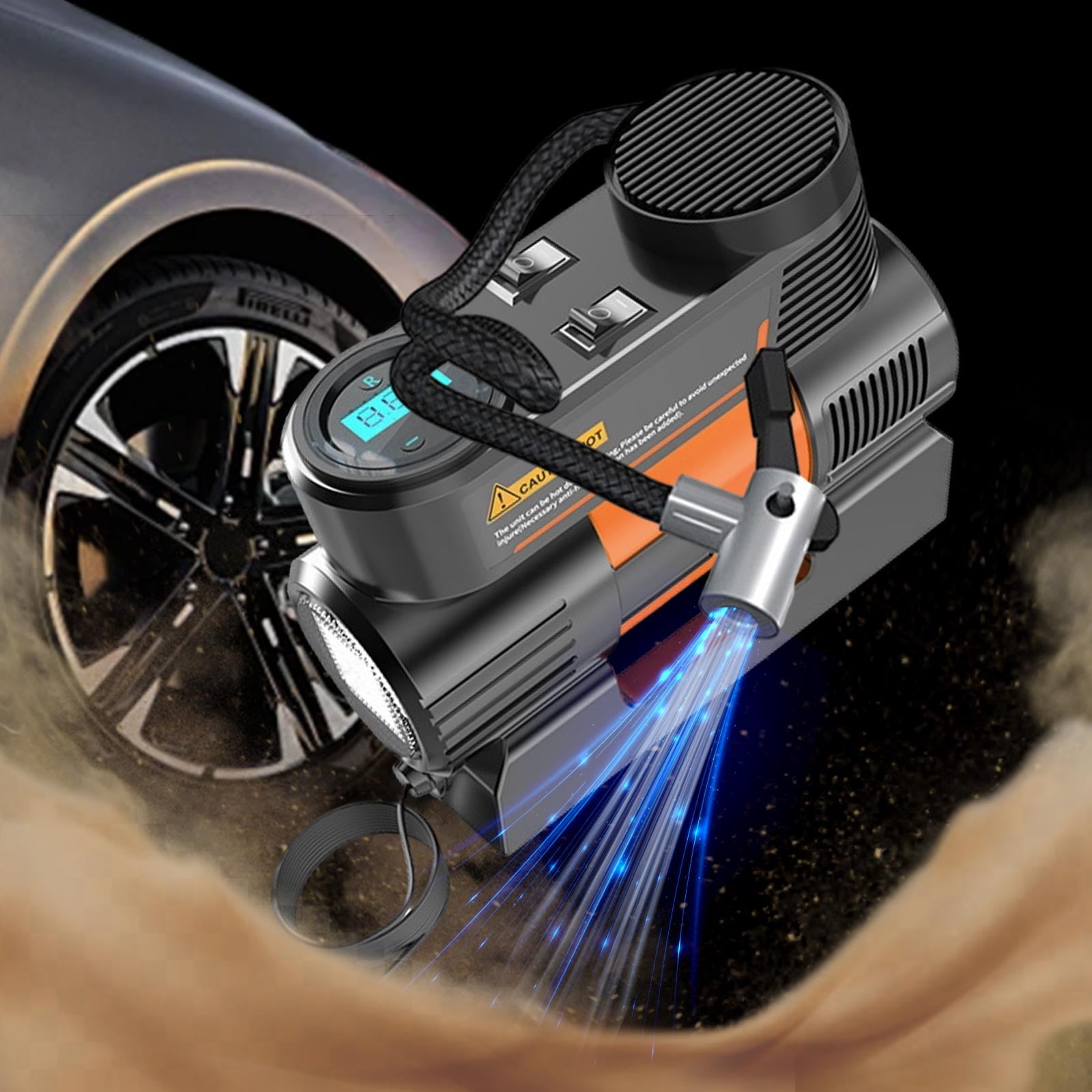 PeiBai Car Mounted Pump Tire Pump Small Cylinder Portable Inflator For ...