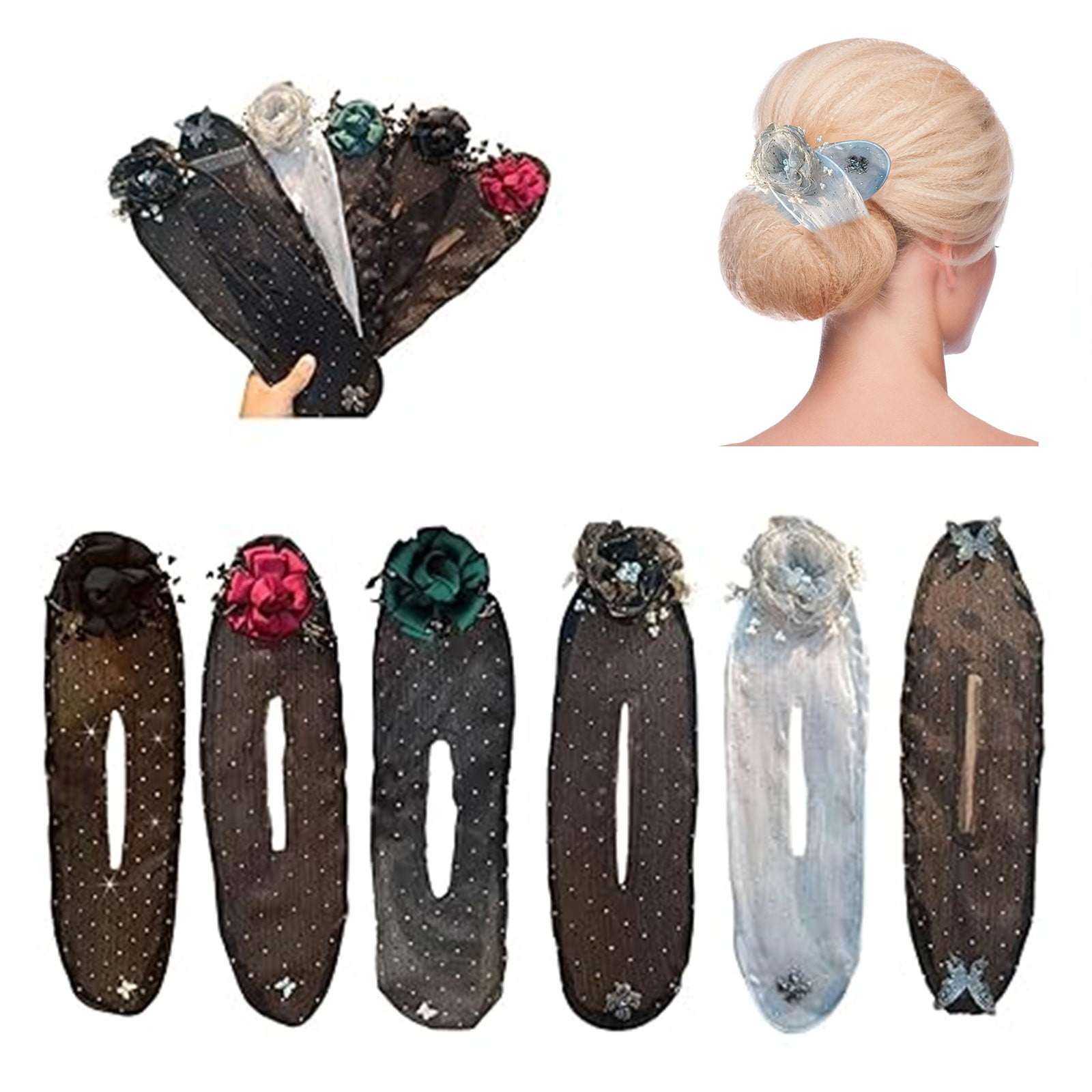 PeiBaiShun Lazy Tie Hair Head Coiled Hair Artifacts Clip Head Flower ...