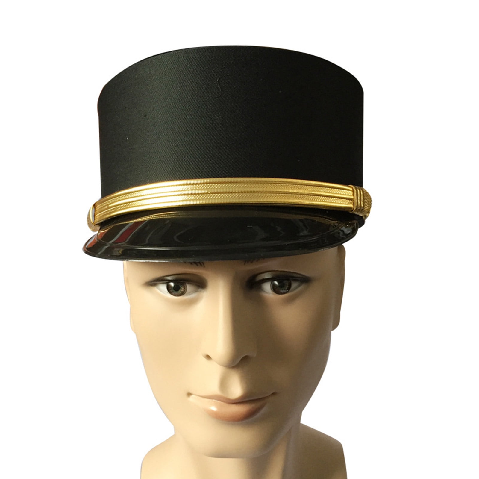 Peiiwdc Black Security Guard Hat Carnivals Adult Soldier Hat Role Play ...