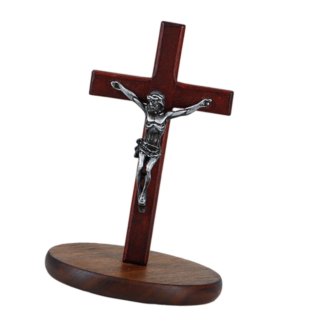 Peiiwdc Crucifix Crosses with Detachable Stand Standing Catholic Wood ...