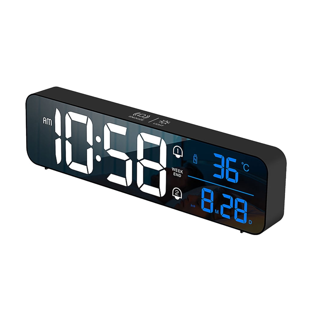 Peiiwdc LED Music Alarm Clock Voice Controlling Touch Snoozes USB ...