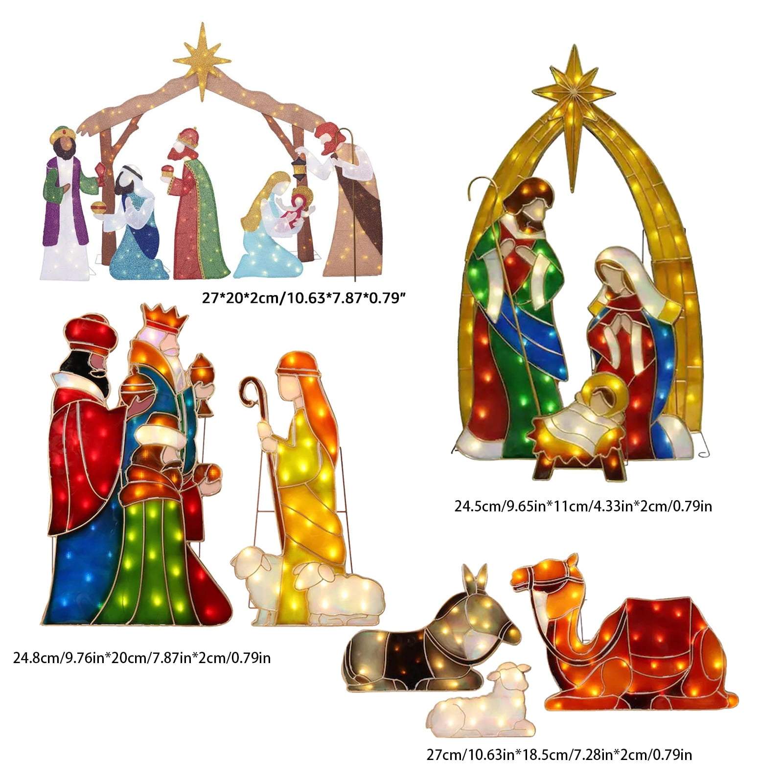 Peiiwdc Led Nativity Scene Series Ground Stake Acrylic Nativity Set ...