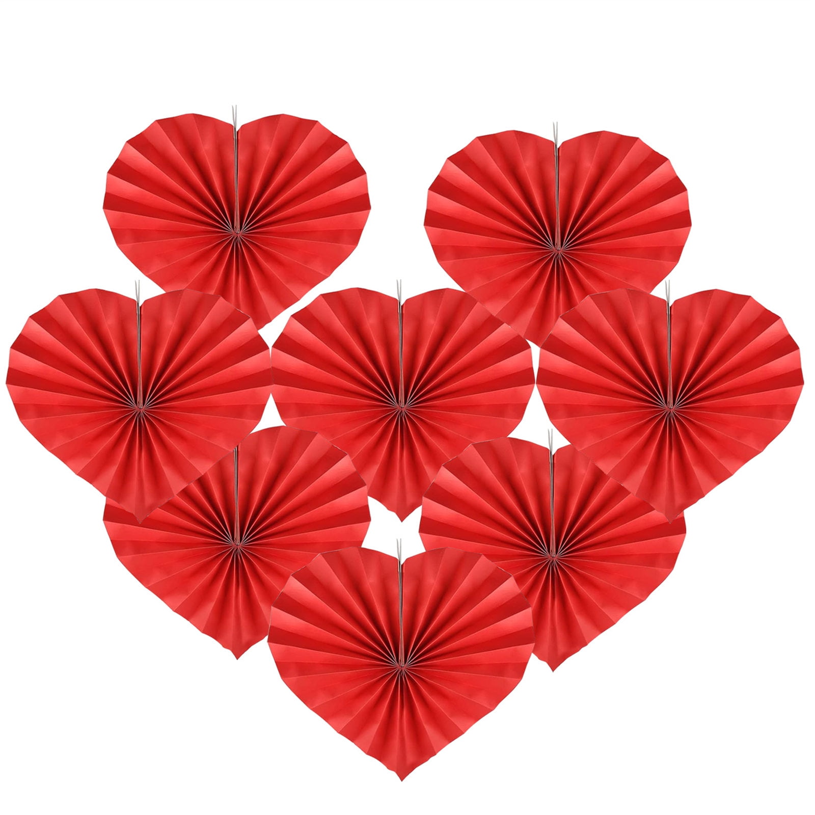 Peiiwdc Pack Of 8 Heart Shaped Paper Fans Hanging Decorations for ...