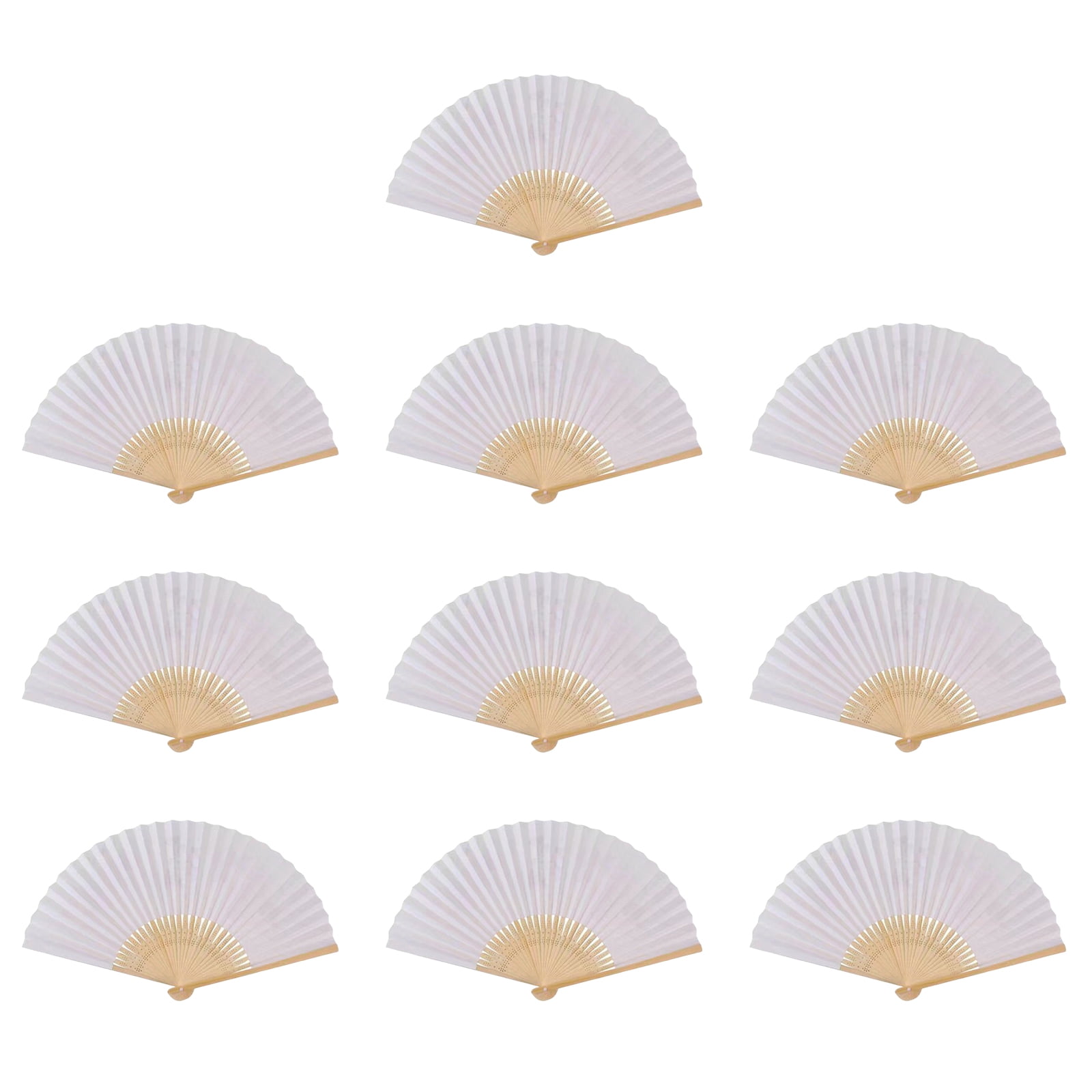 Peiiwdc Pack of 10 Chinese Paper Fan for Art and Decorations White ...