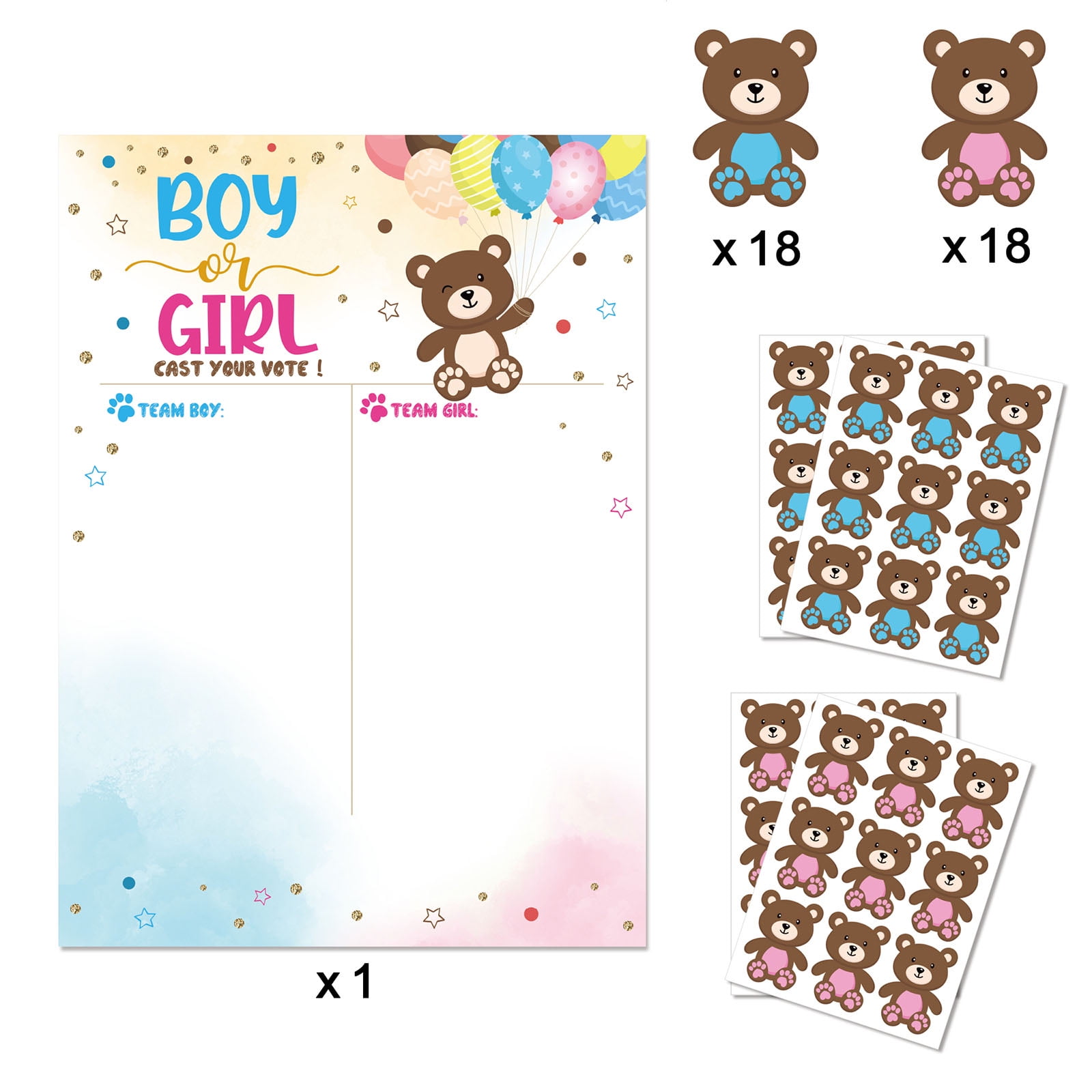 Peiiwdc Party Decorations Baby Voting Poster with Stickers Boy or Girl ...