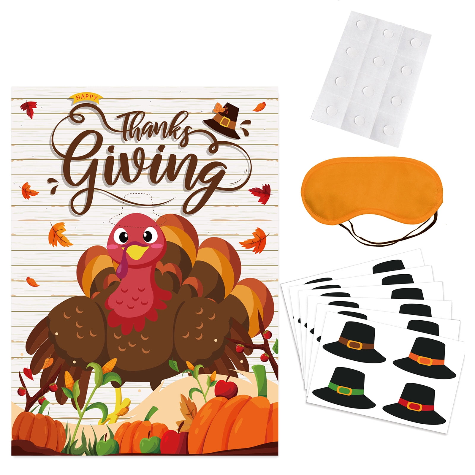 Peiiwdc Pin the Hat on the Turkey Thanksgiving Party Game Festival Fall ...