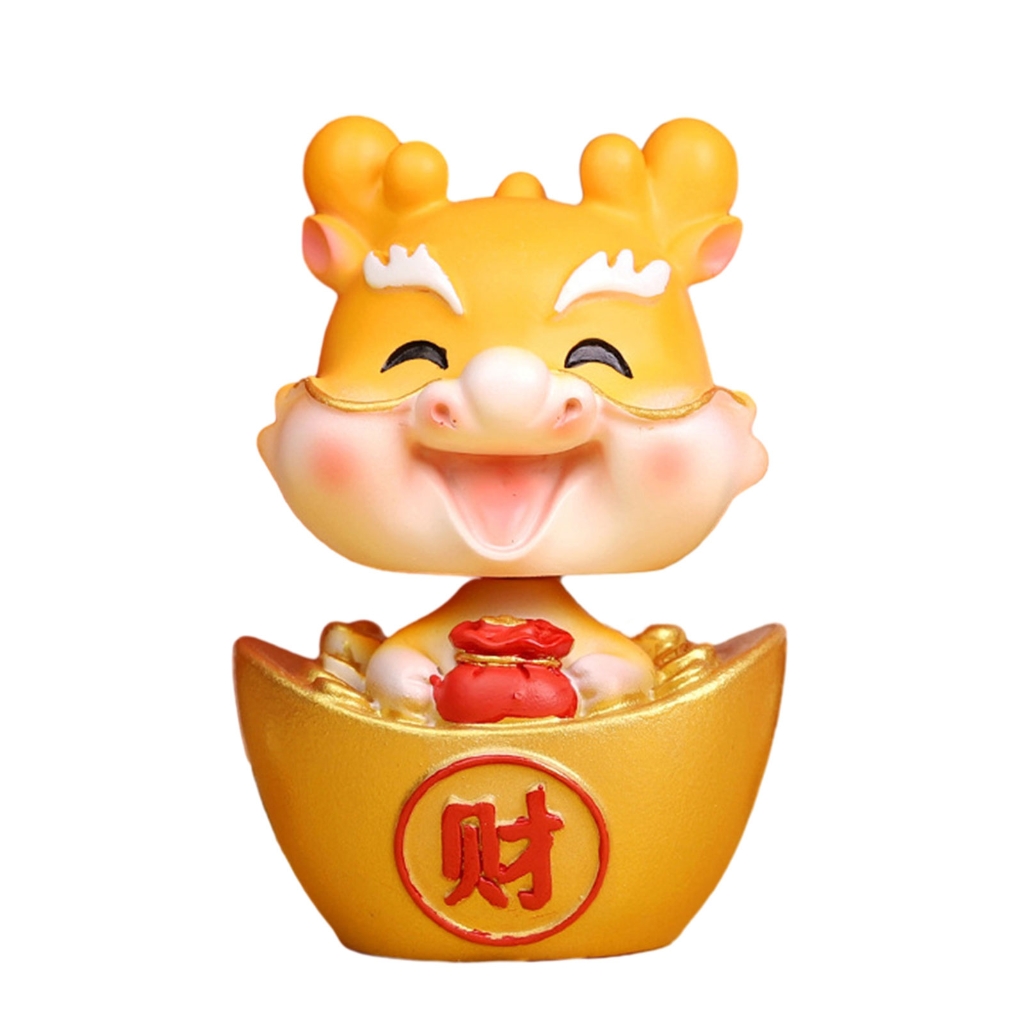 Peiiwdc Resin Chinese Dragon Figure 2024 Dragon Statue Fengshui Ingot ...