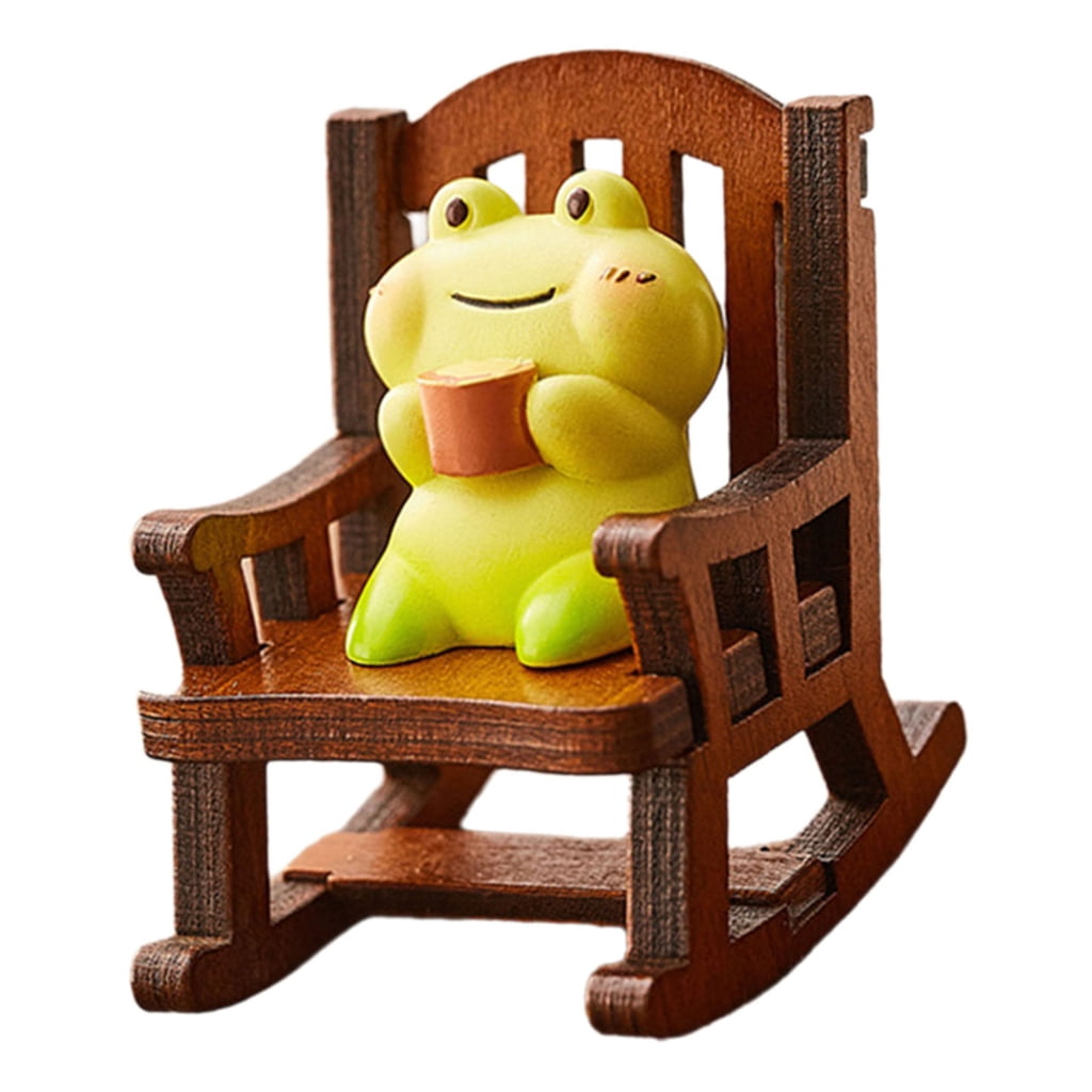Peiiwdc Rocking Chair Animal Figurine Small Sculpture Lovely Miniature ...
